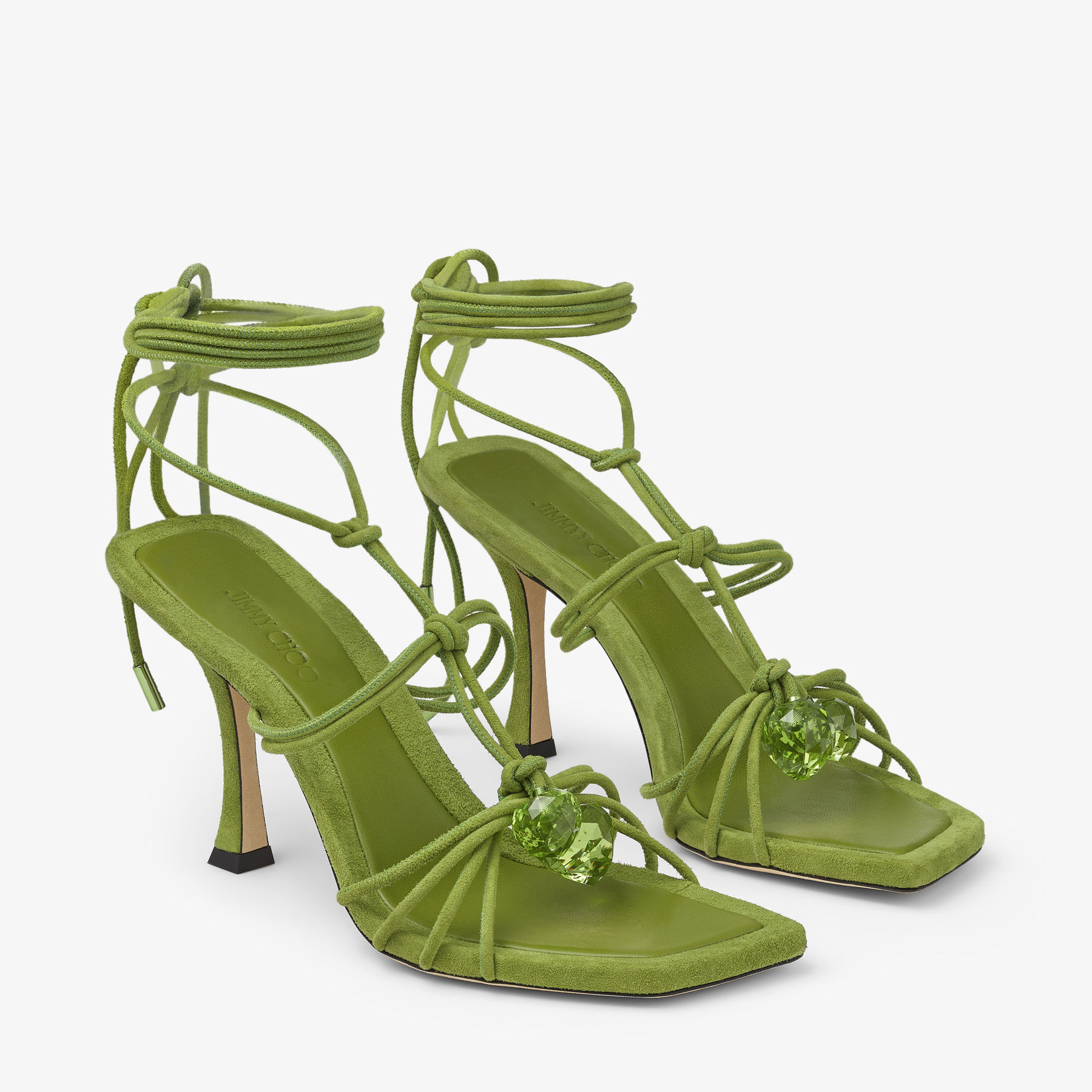 Jemma 90|Matcha Suede Sandals| JIMMY CHOO AU