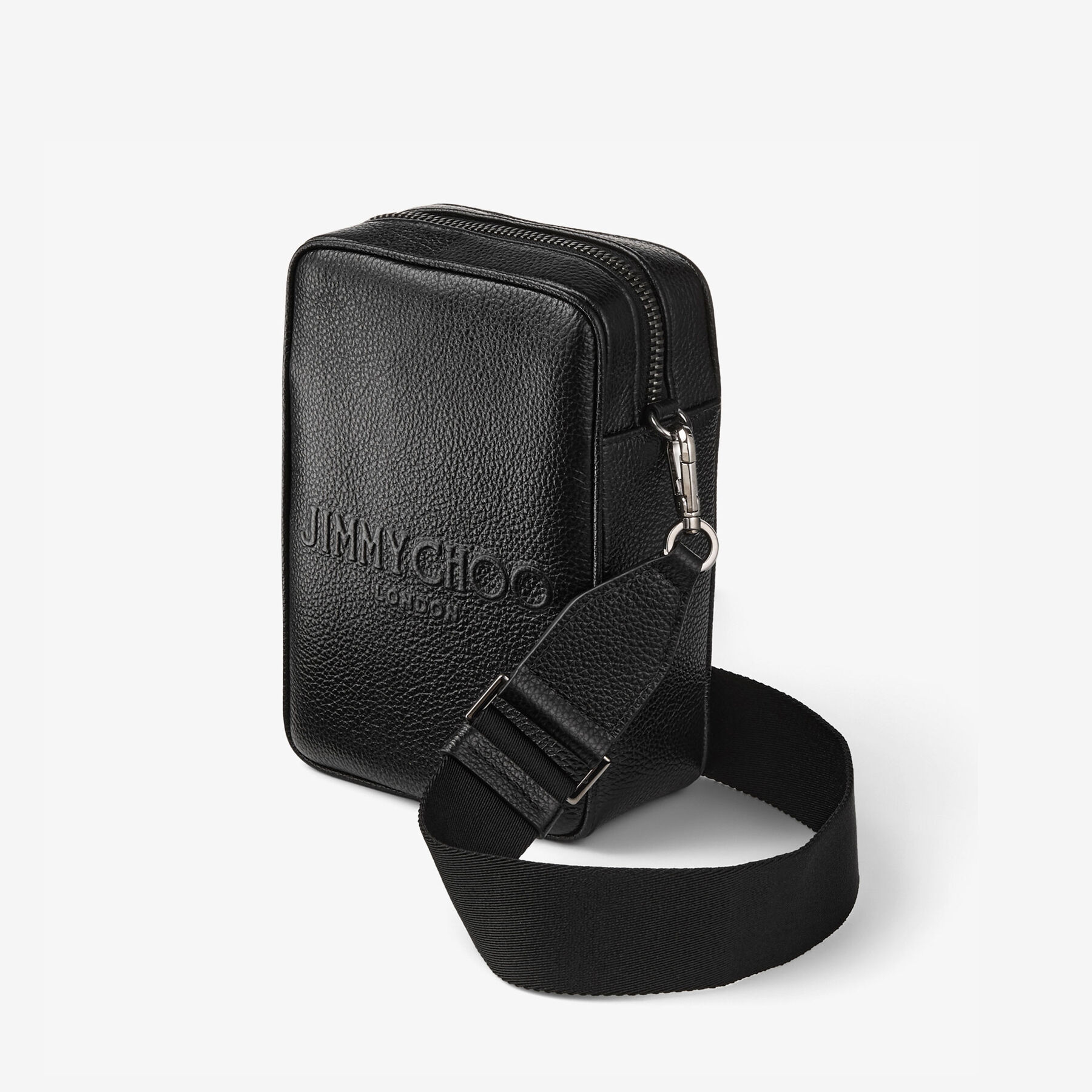 Kimi Camera|Black Embossed Leather Cross Body| JIMMY CHOO NZ