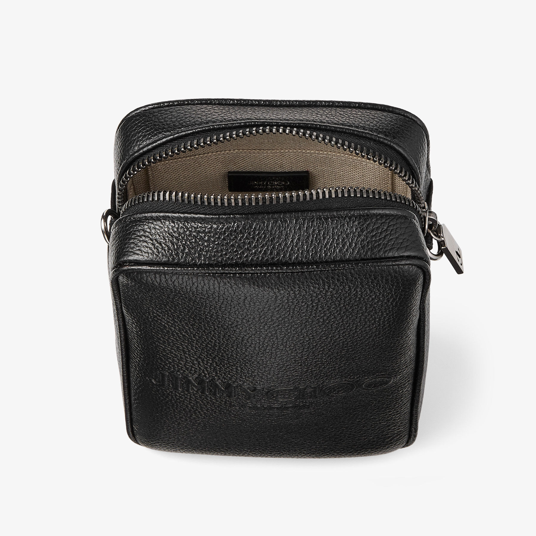 Kimi Camera|Black Embossed Leather Cross Body| JIMMY CHOO NZ