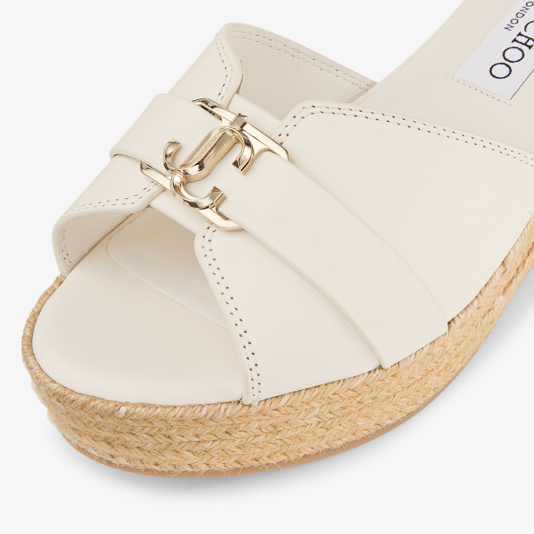Leda Wedge 50 | Latte Soft Vacchetta Leather Mule Wedges | JIMMY CHOO