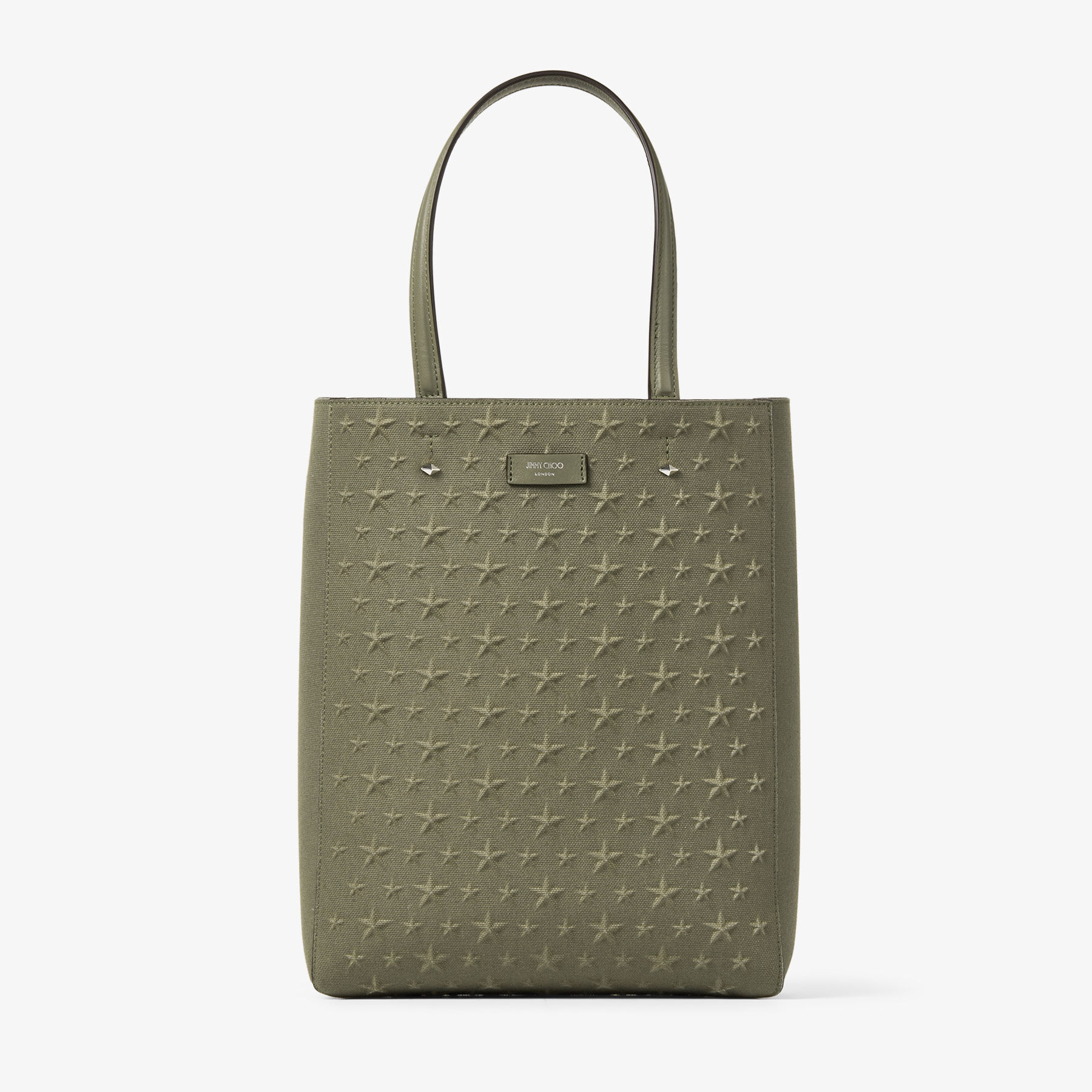 Lenny |Green/Silver Embossed Canvas Tote Bag| JIMMY CHOO