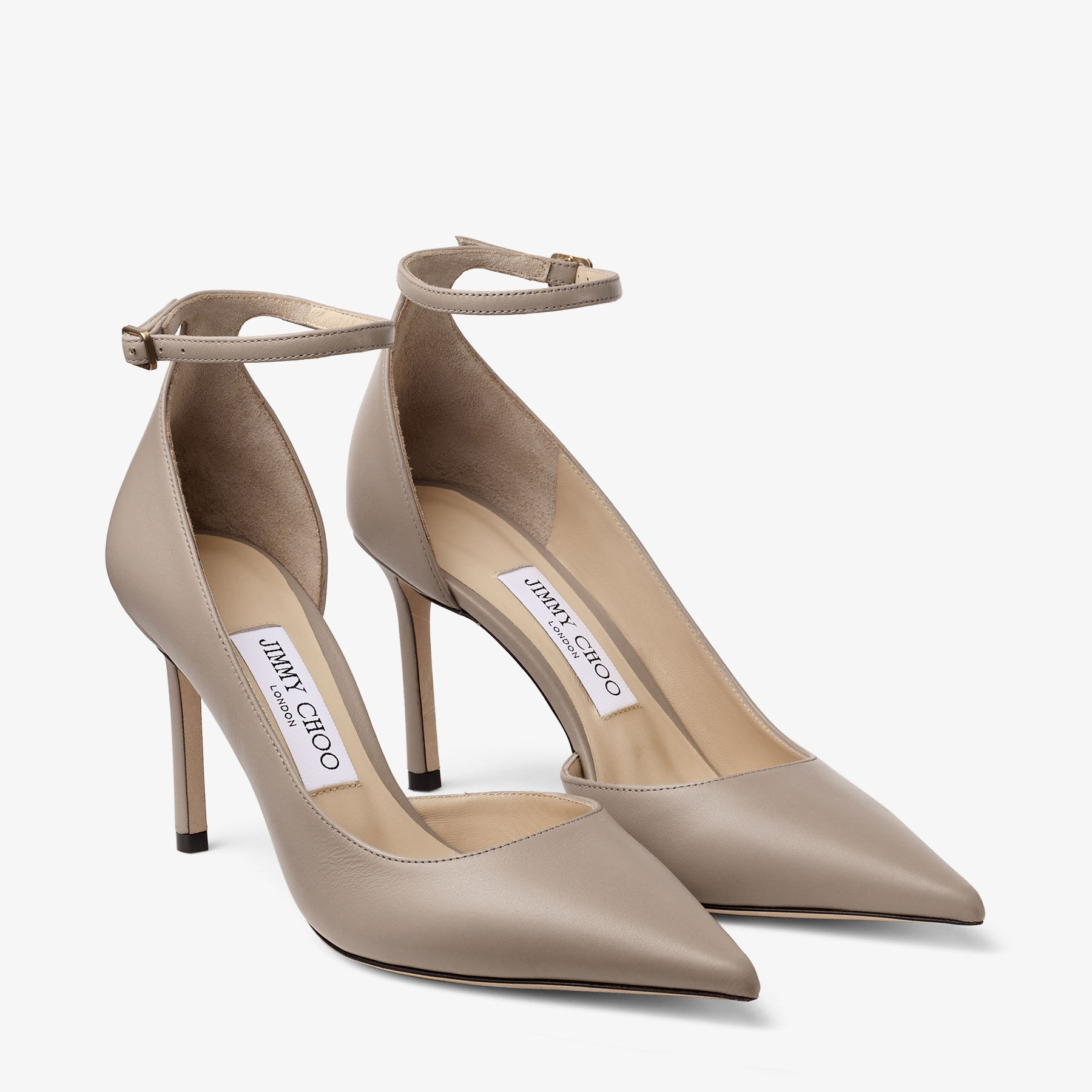 Leona 85 |Zapatos de salón en piel de ternero de color gris topo ...