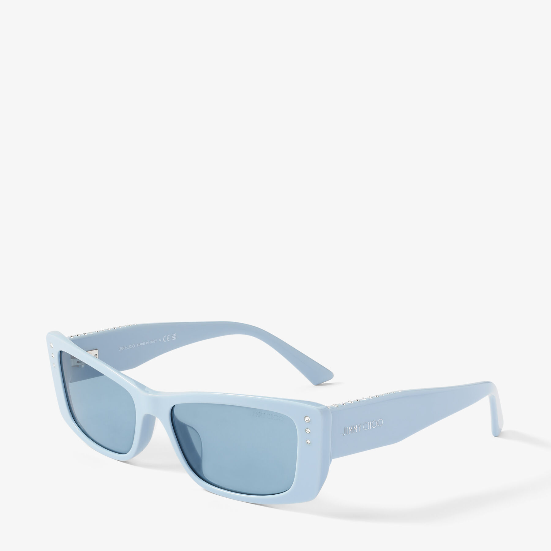 Lexy | Light Blue Rectangular Sunglasses with Crystals | JIMMY CHOO AU