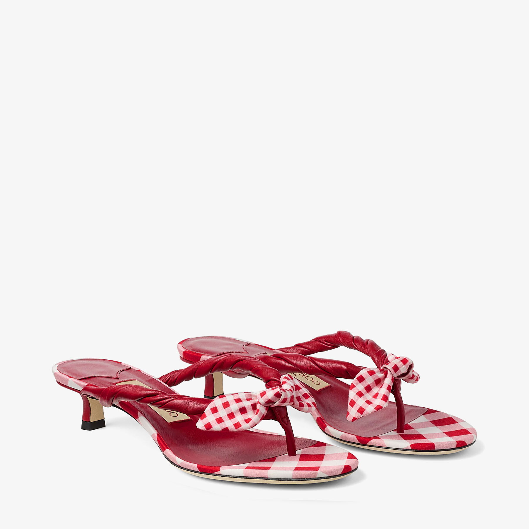 Liss 35 | Ruby Red Mix Mixed Gingham Cotton Mule Sandals with Gingham ...