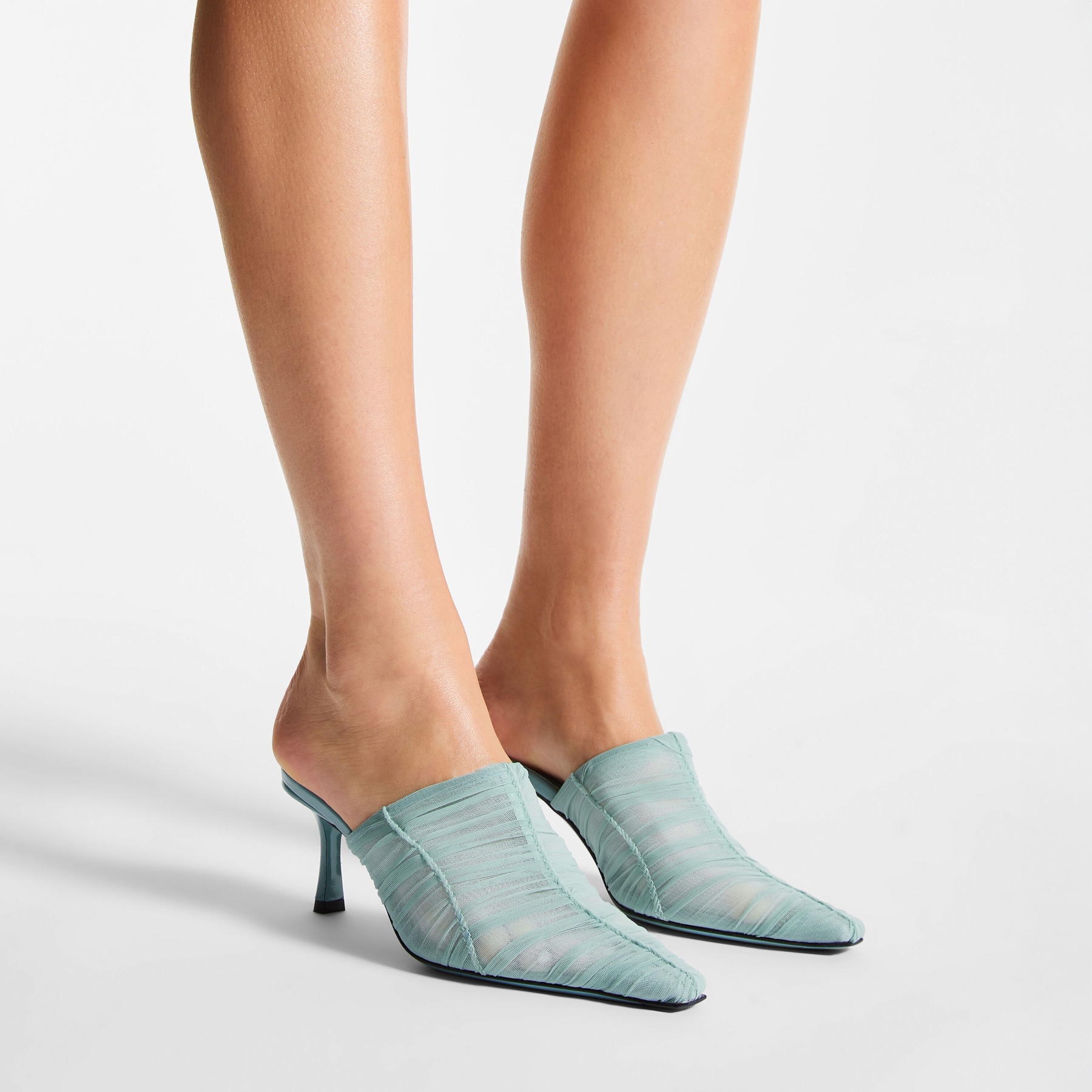 Lotta Mule 65 | Teal Tulle Mules | JIMMY CHOO AU