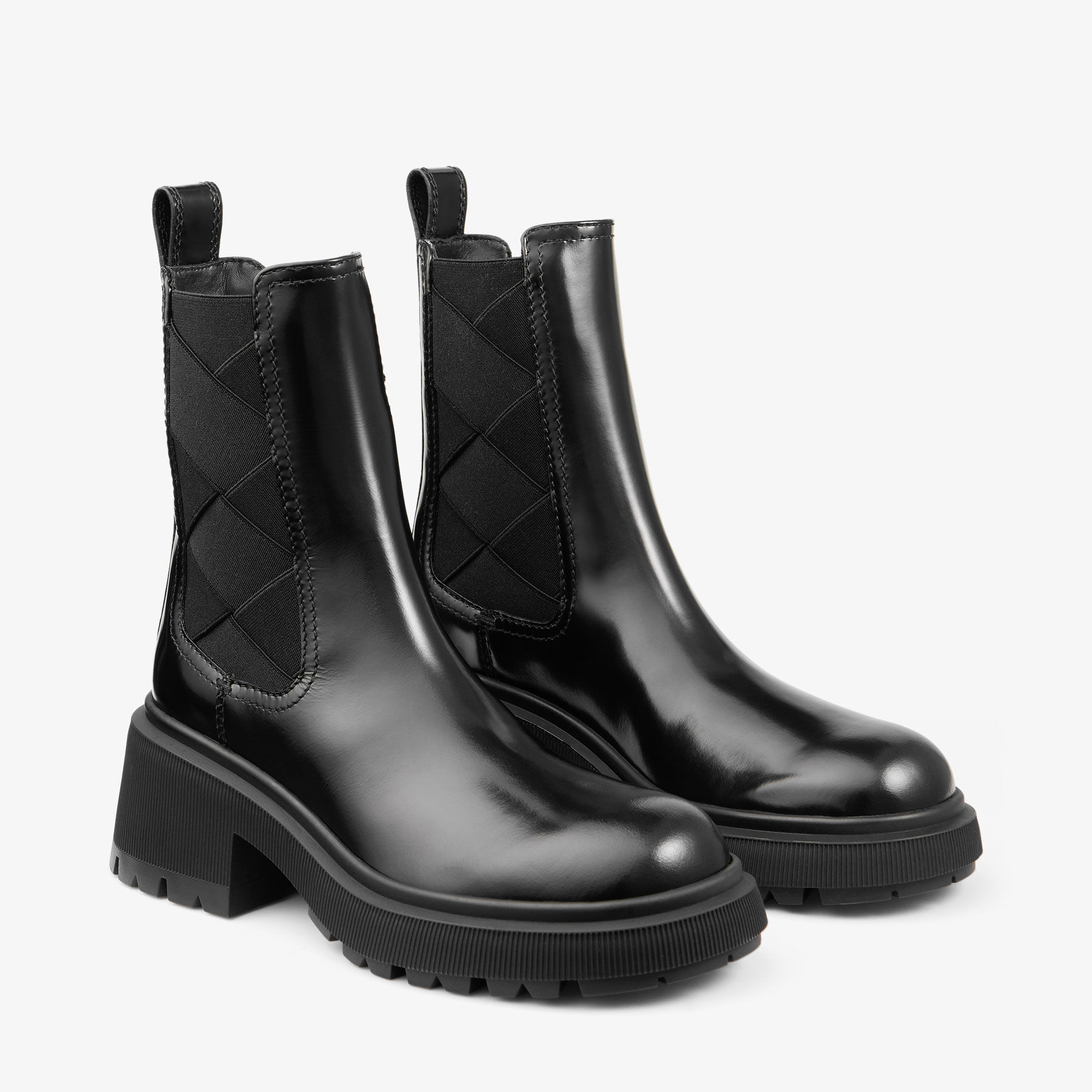 Louri Combat Flat | Black Smooth Box Calf Leather Combat Boots | JIMMY CHOO
