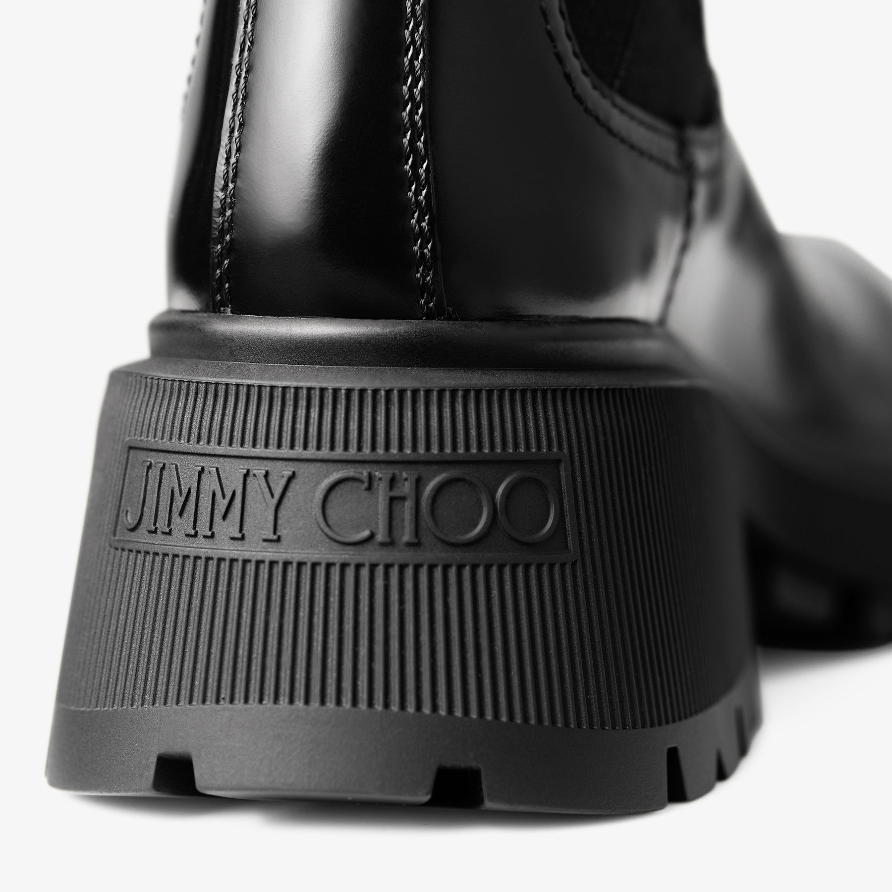 Louri Combat Flat | Black Smooth Box Calf Leather Combat Boots | JIMMY CHOO