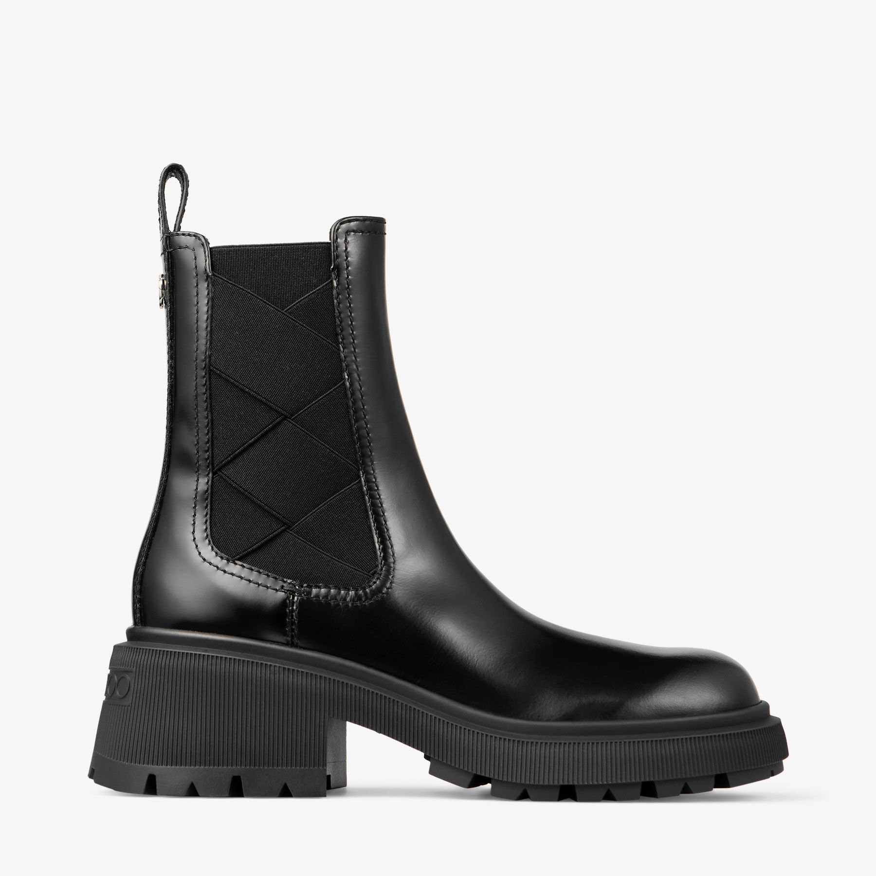 Louri Combat Flat | Black Smooth Box Calf Leather Combat Boots | JIMMY CHOO