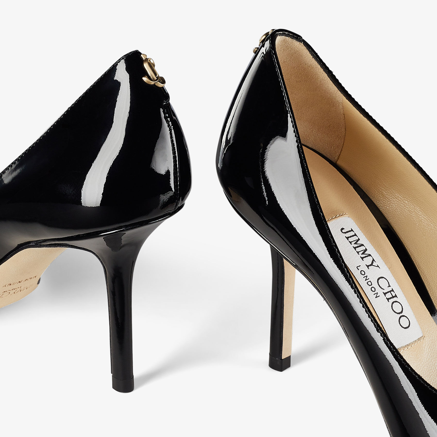 Black Patent Leather Pumps with JC Emblem | LOVE 85 | 24:7 ICONS ...