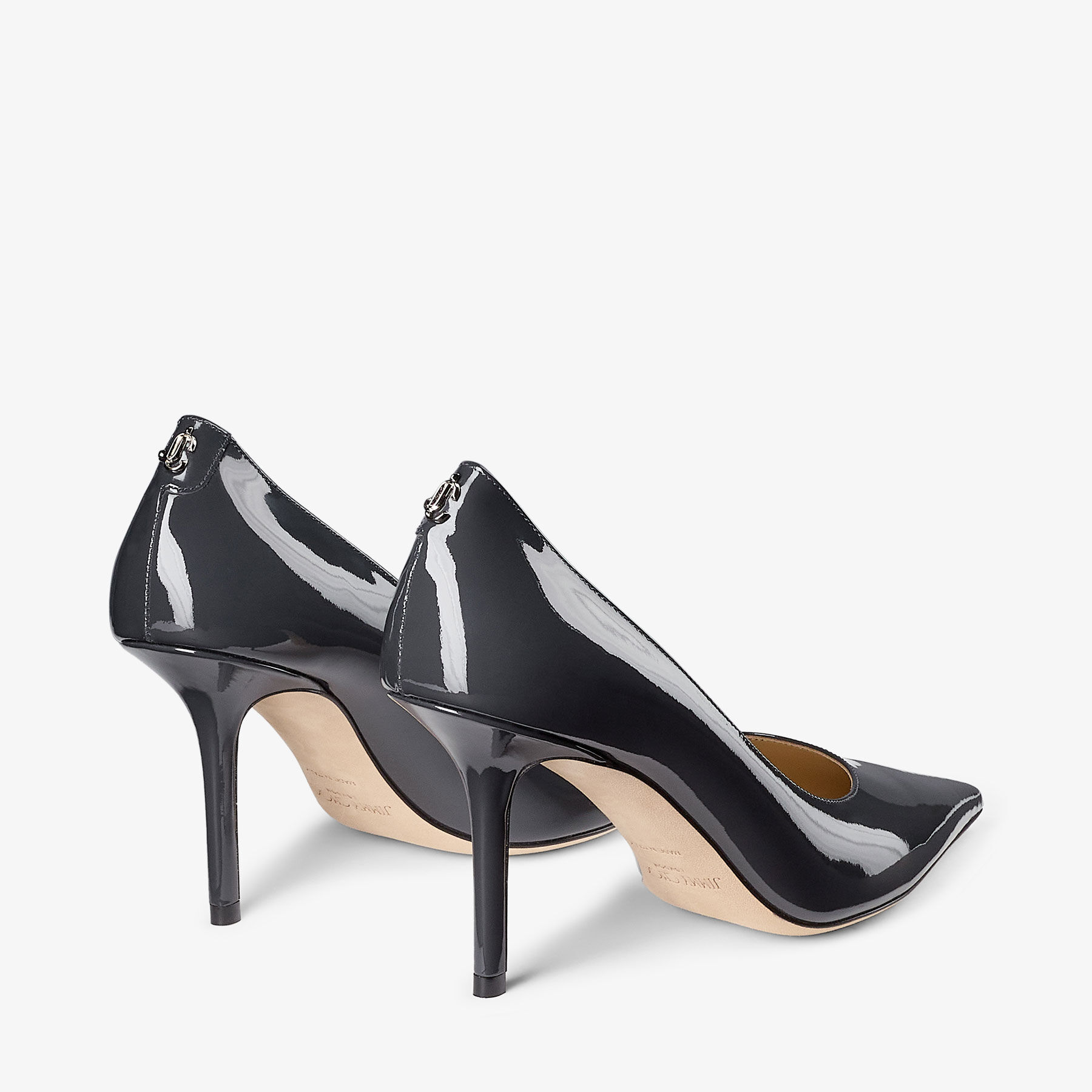 Love 85 | Graphite Patent Leather Pumps with JC Button | JIMMY CHOO