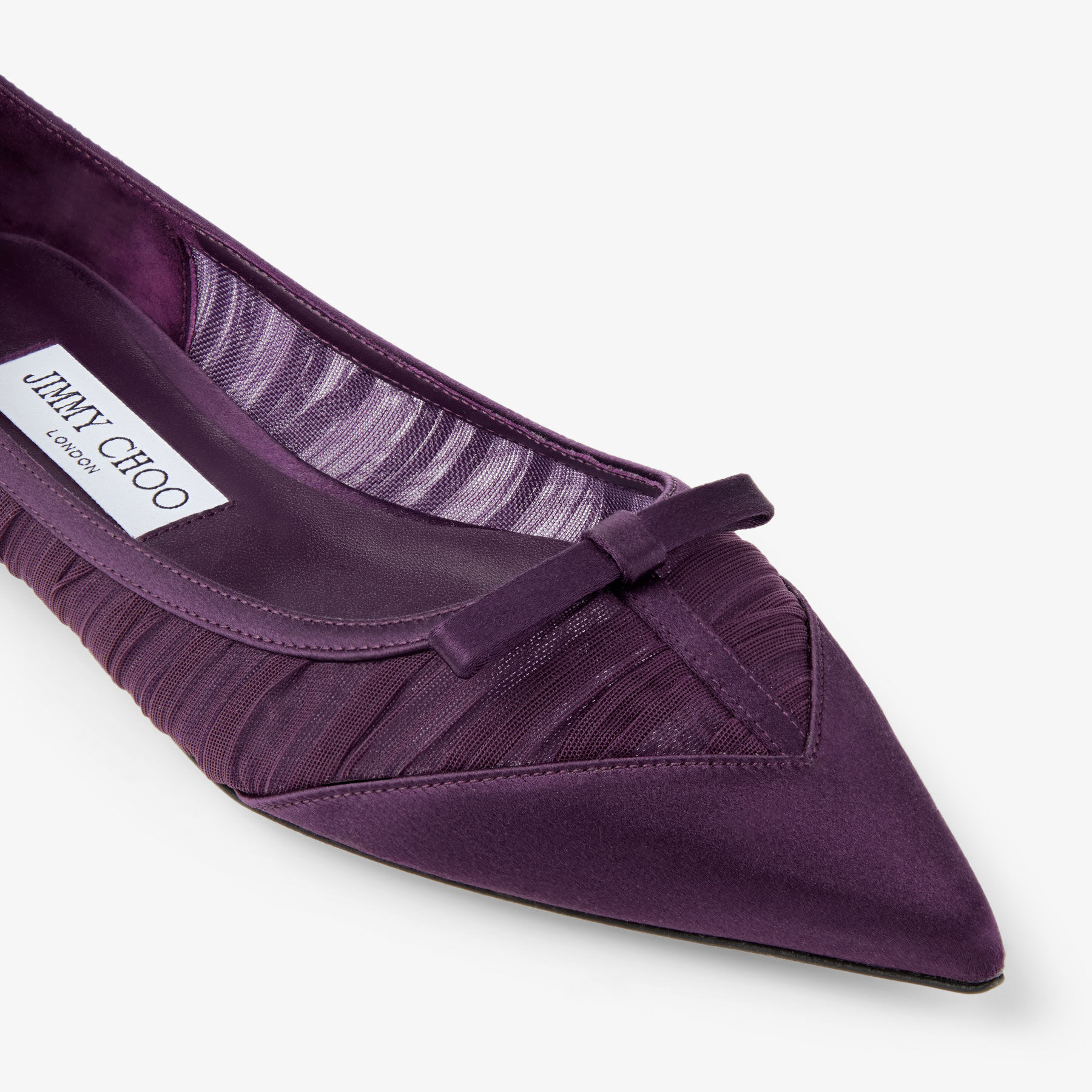Love Mesh Flat | Winter Bloom Satin and Ruched Tulle Pumps | JIMMY CHOO