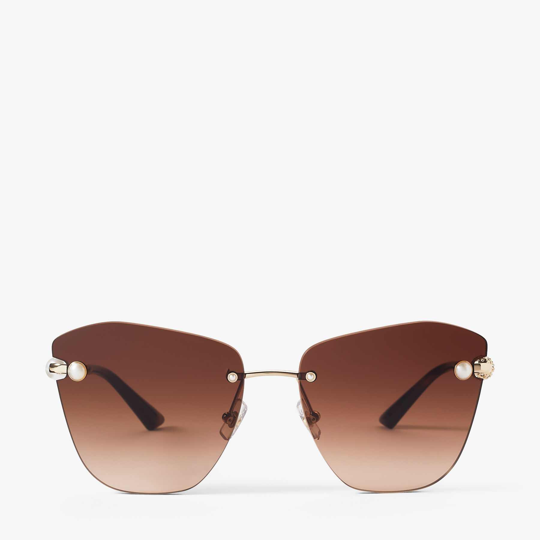 Lule | Pale Gold Butterfly Frame Sunglasses with Crystals | JIMMY CHOO AU