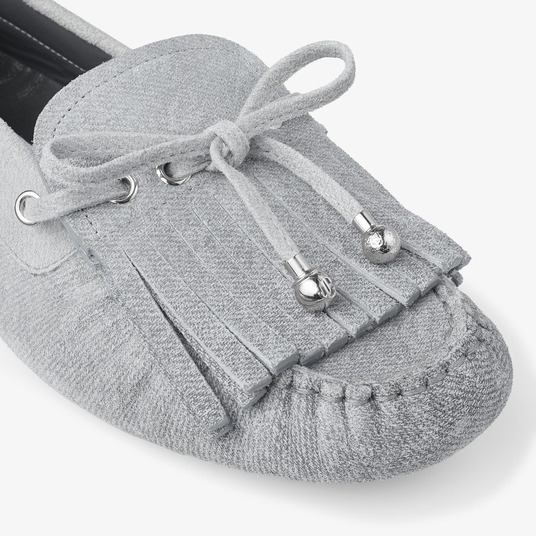 Manon F | Mocassini in pelle scamosciata effetto denim color tortora ...