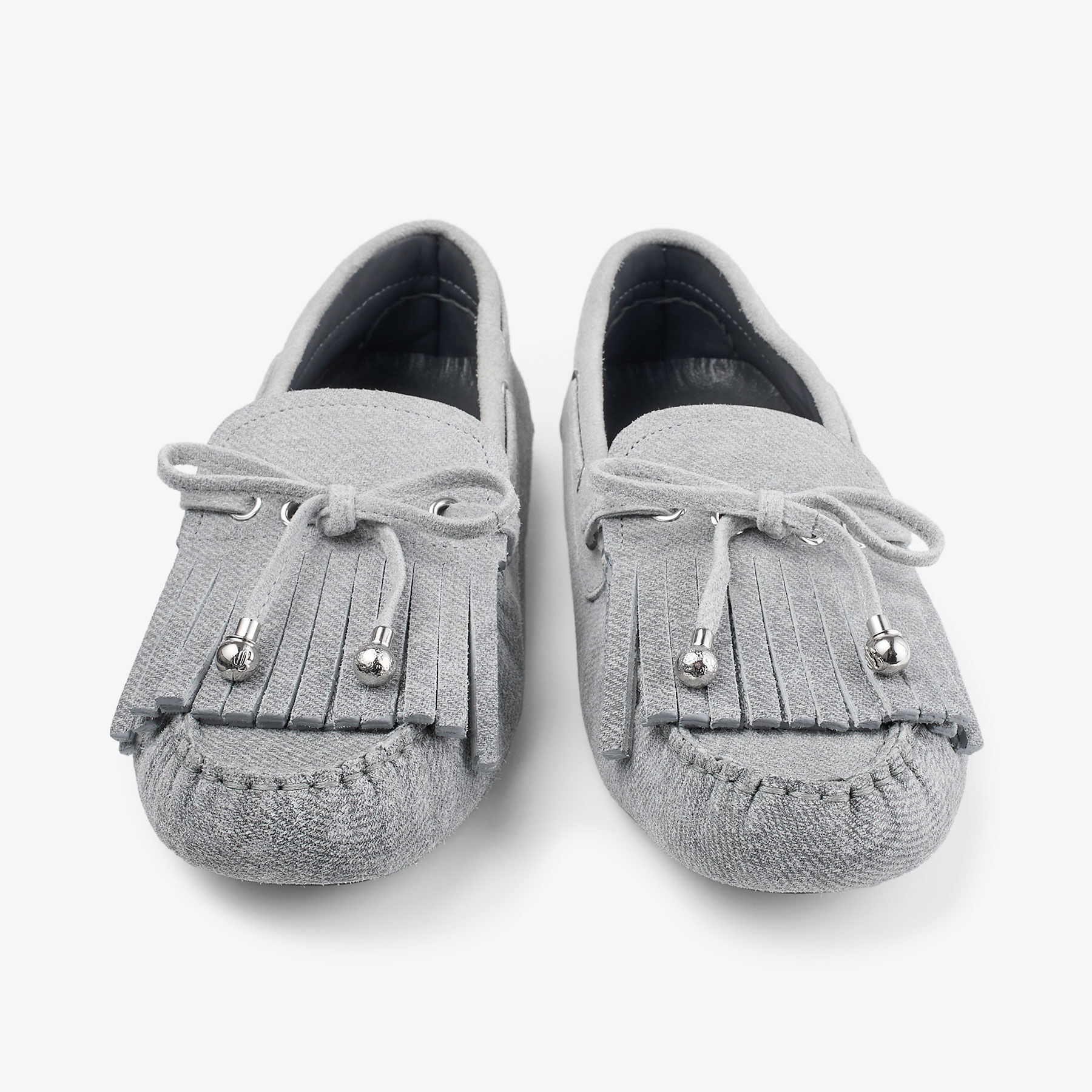 Manon F | Mocassini in pelle scamosciata effetto denim color tortora ...