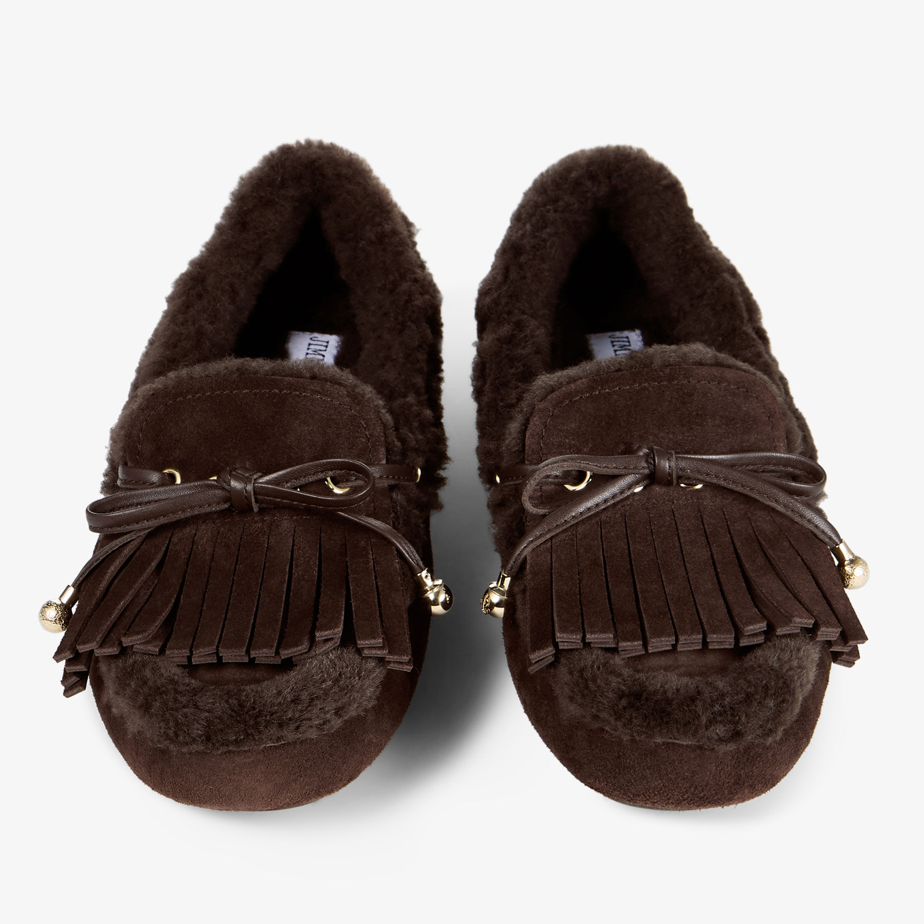 Manon F | Chocolate Velvet Suede Loafers with Shearling | JIMMY CHOO