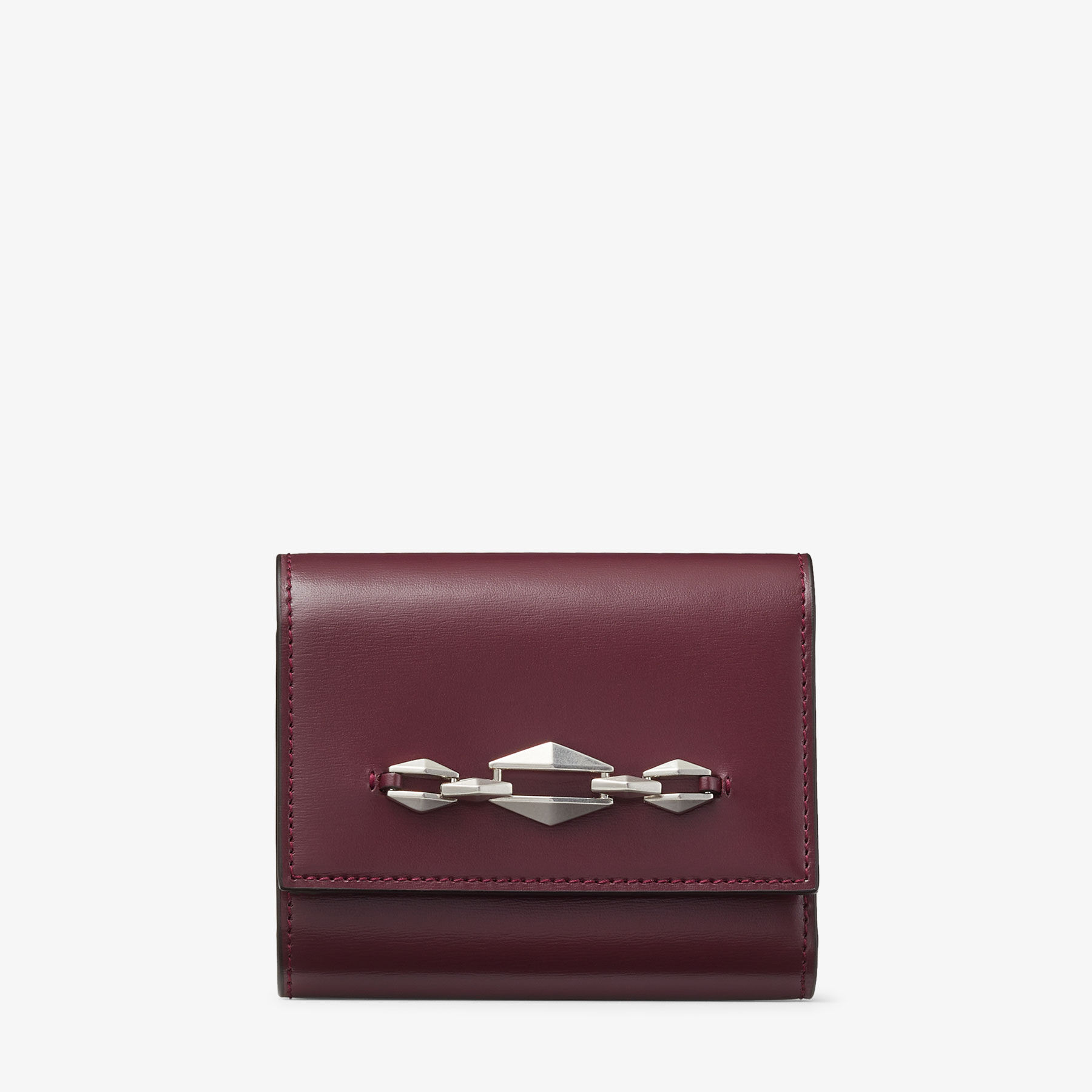 Marinda | Garnet/Antique Silver Calf Leather SLG | JIMMY CHOO