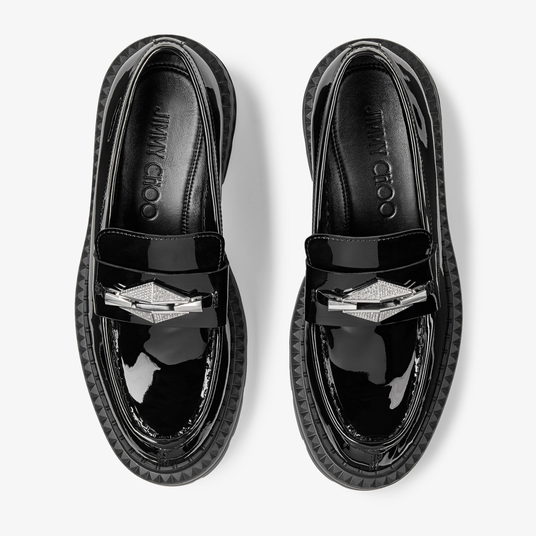 Marlow Diamond/F | Black Patent Leather Flats | JIMMY CHOO