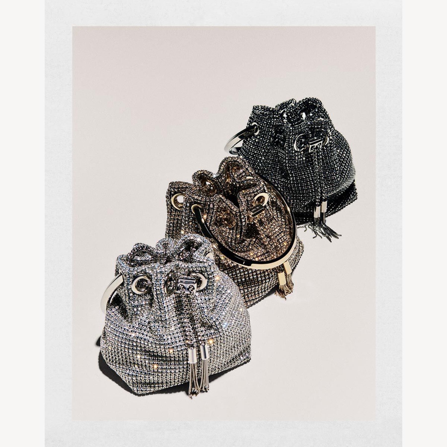 Micro Bon Bon | Champagne Crystal Mesh Mini Bag | JIMMY CHOO AU