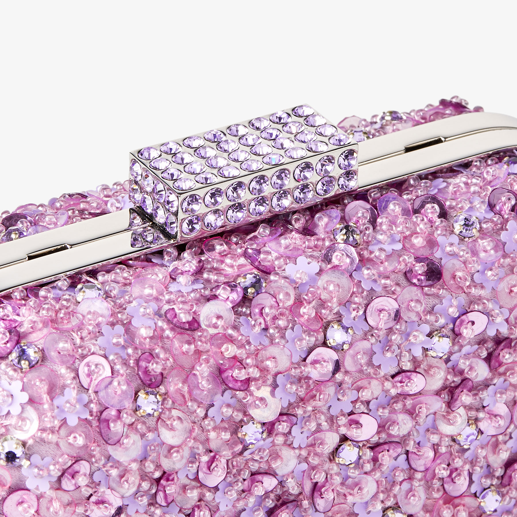 Micro Cloud | Rose Embroidered Satin Clutch | JIMMY CHOO NZ