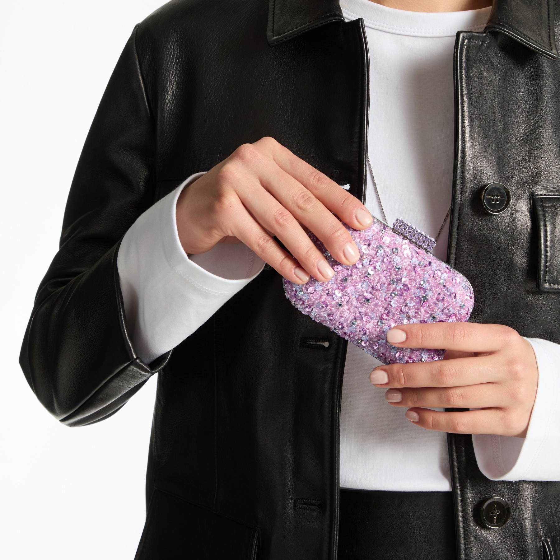 Micro Cloud | Rose Embroidered Satin Clutch | JIMMY CHOO NZ