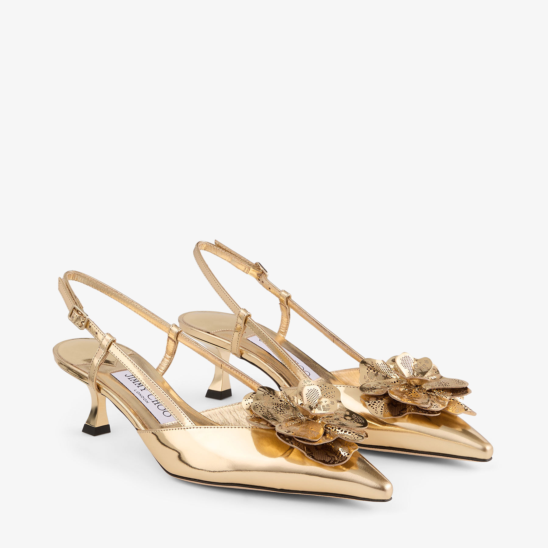 Mimmi Sling Back 50 | Gold Liquid Metal Leather Slingbacks with Jimmy ...