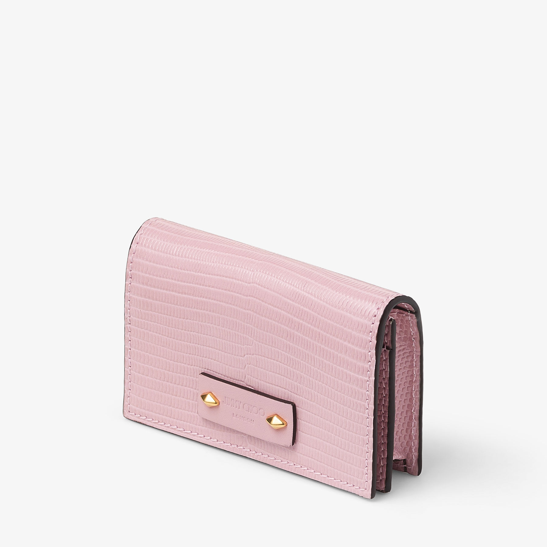 Nello|玫瑰粉色金色撞色蜥蜴纹印花皮革钱包| JIMMY CHOO