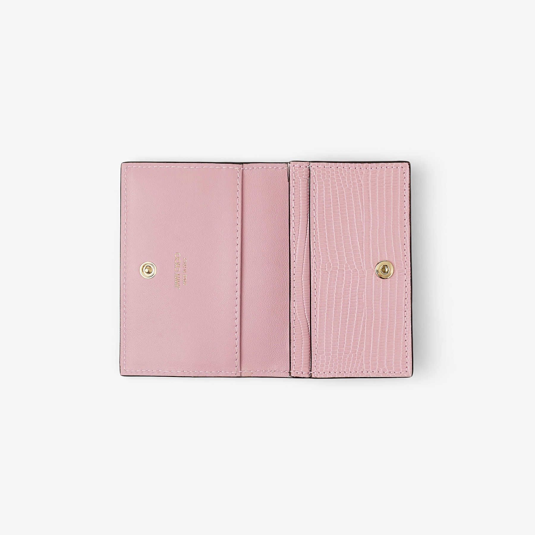 Nello|玫瑰粉色金色撞色蜥蜴纹印花皮革钱包| JIMMY CHOO