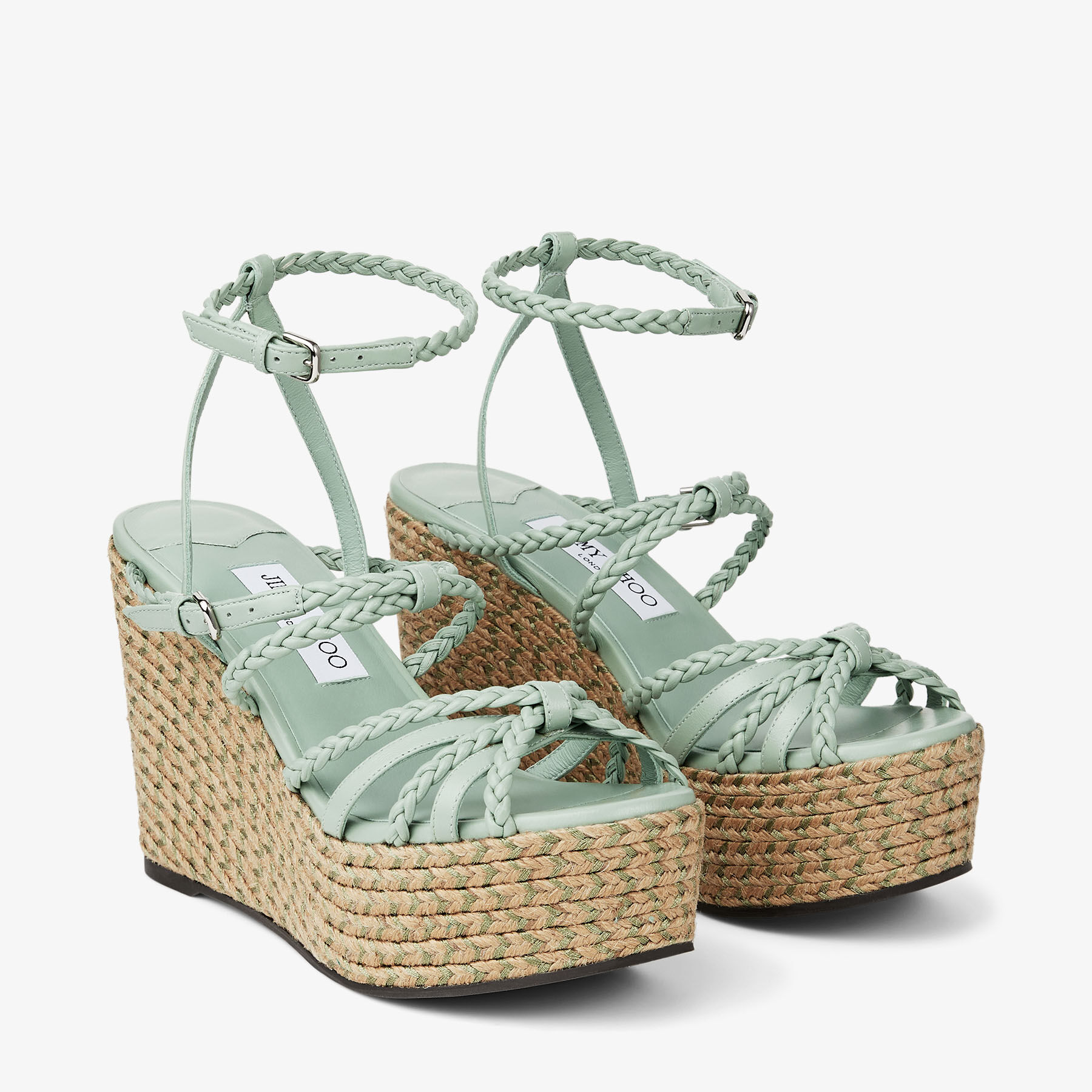 Nyra 100 | Sandalias de cuña en napa de color verde | Jimmy Choo