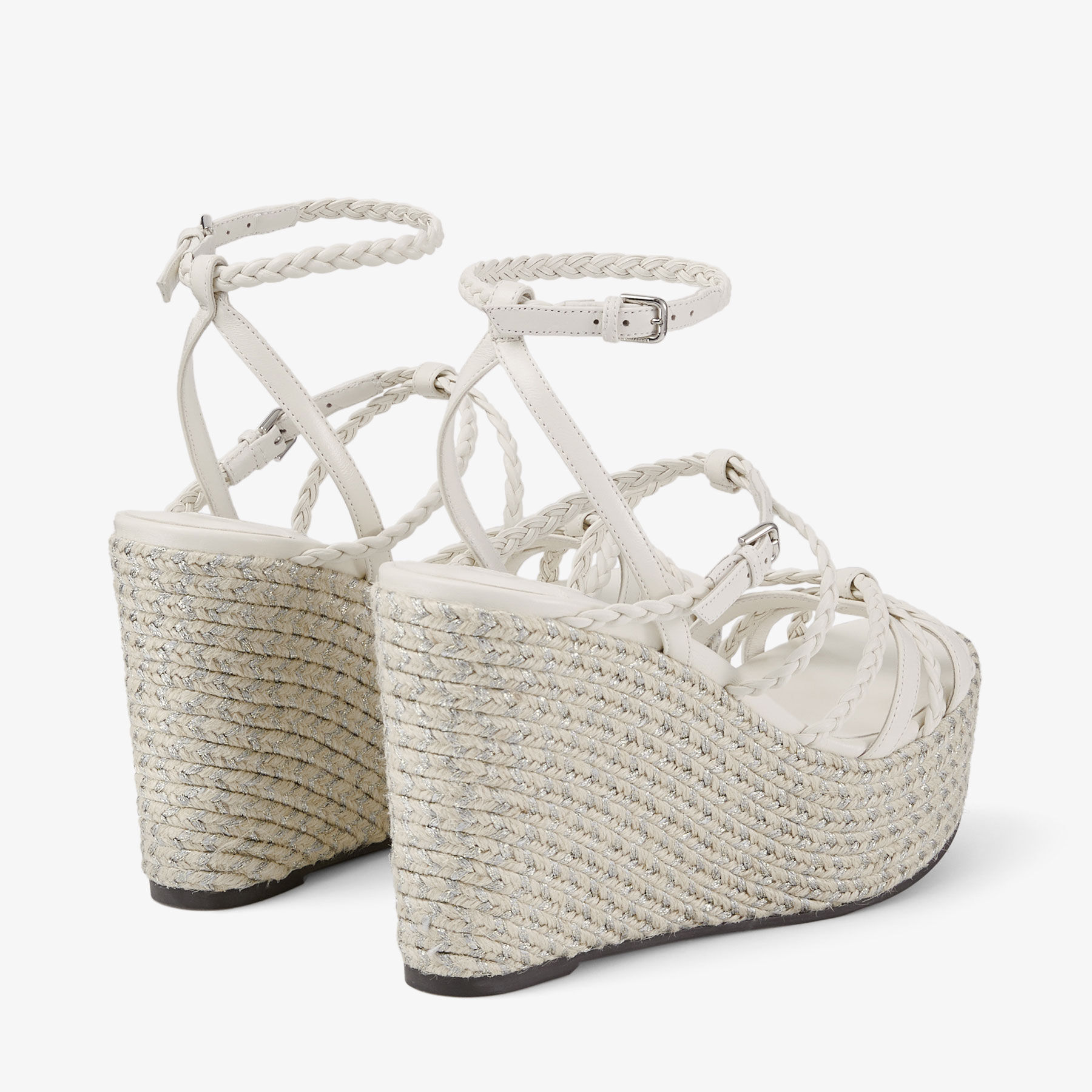 Nyra 100 | Sandalias de cuña en napa de color blanco roto | Jimmy Choo