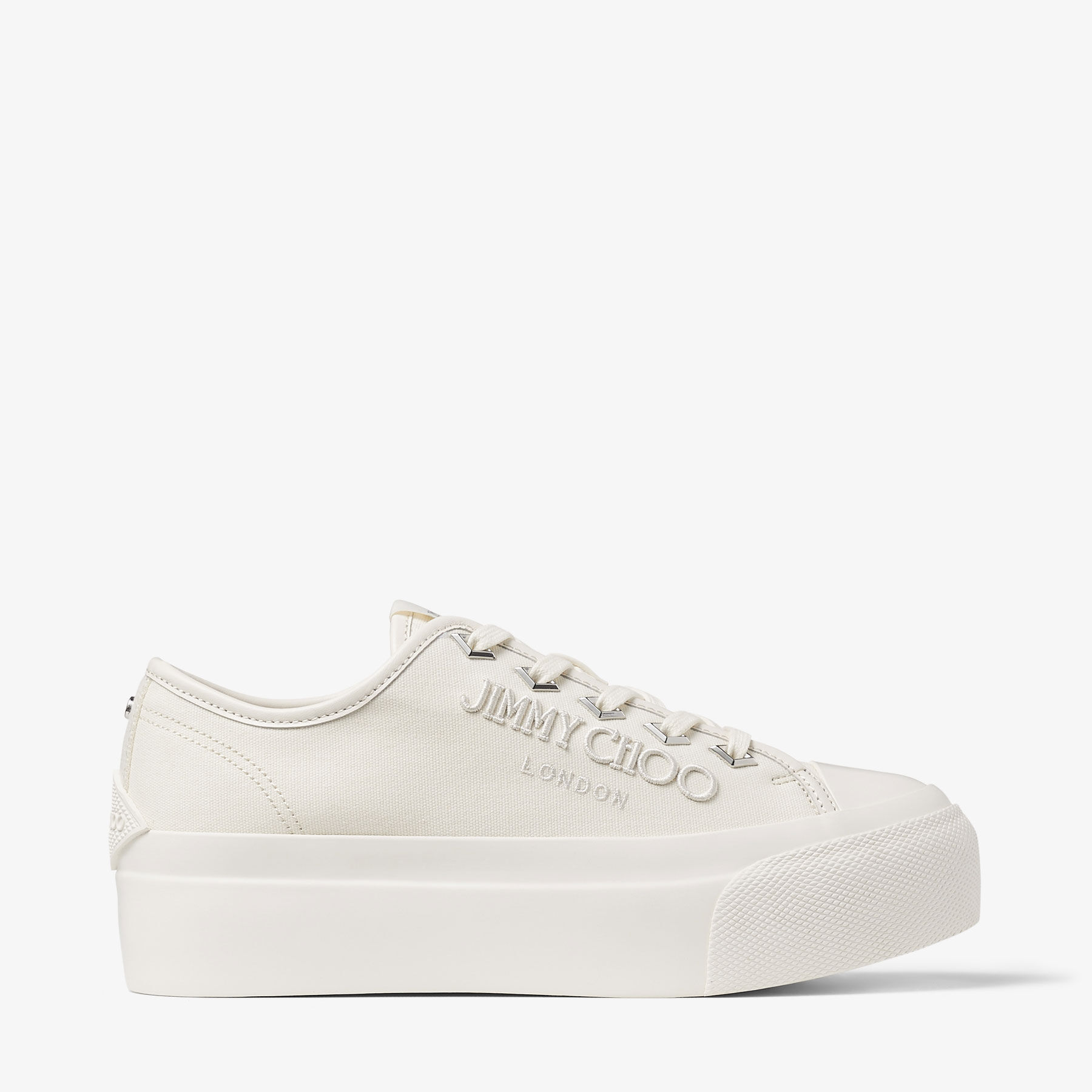 Palma Maxi/F | Latte Canvas Platform Trainers with Embroidered Logo ...