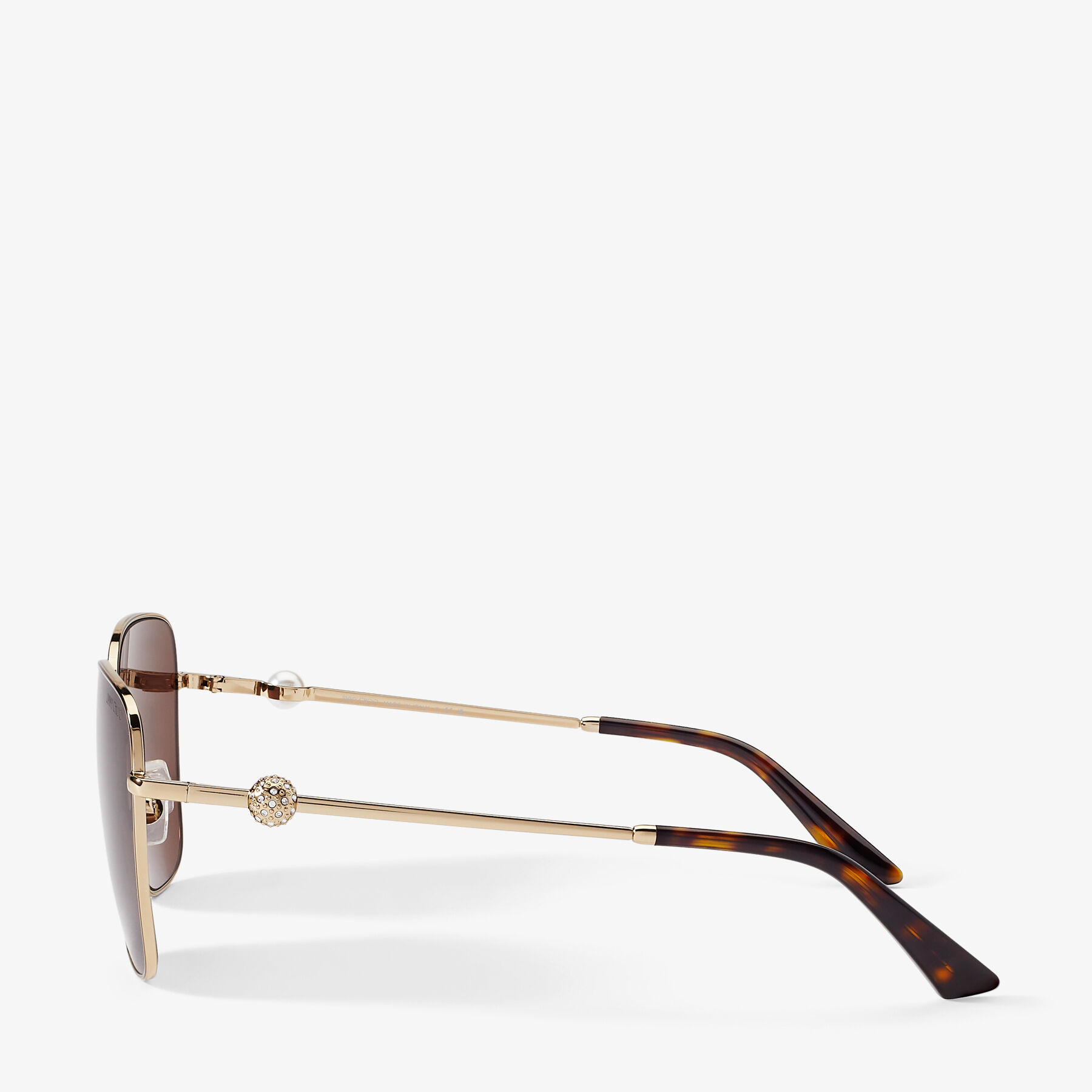 Pua | Pale Gold Square Sunglasses with Crystals | JIMMY CHOO