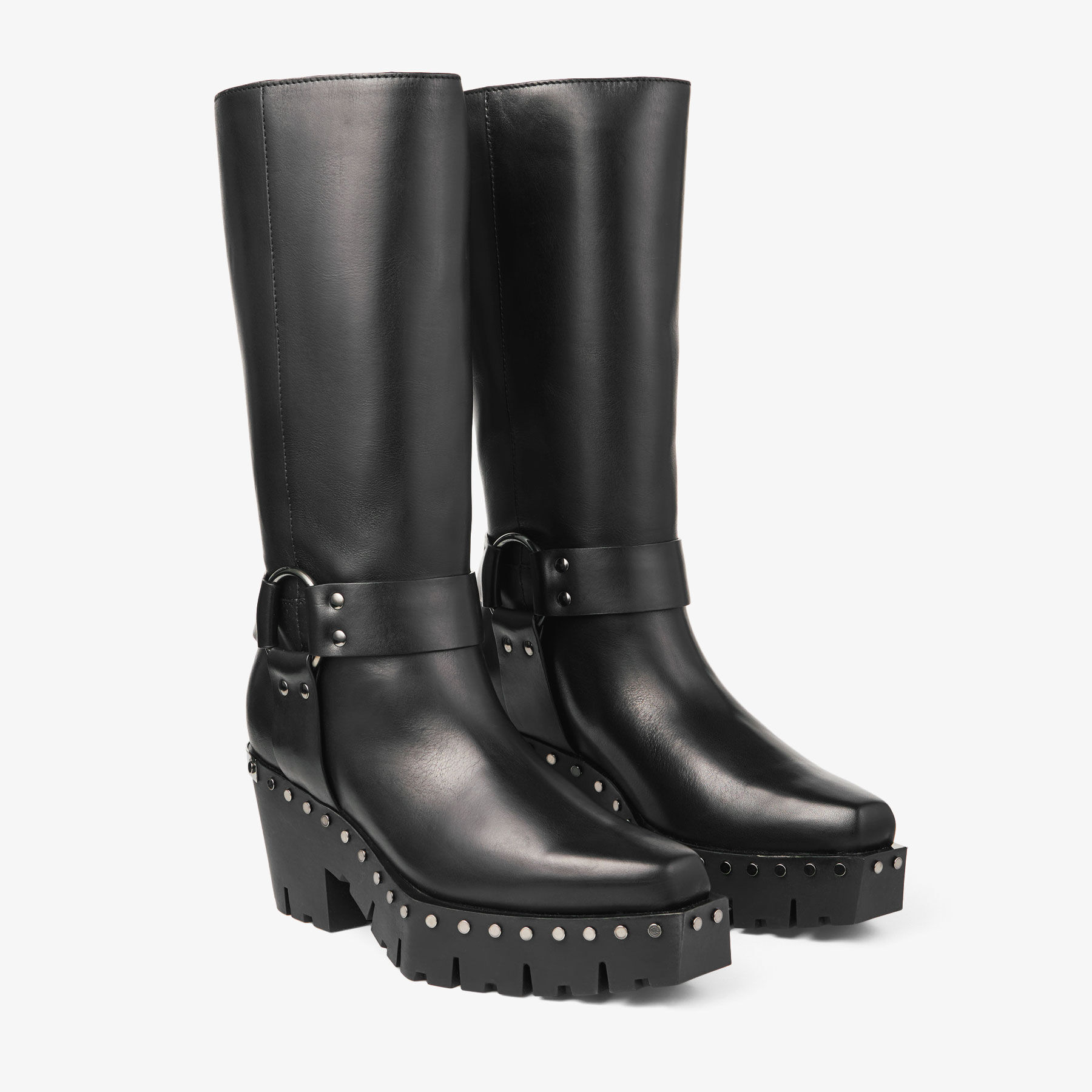 Quinn 75 | Botas en piel vachetta de color negro | JIMMY CHOO