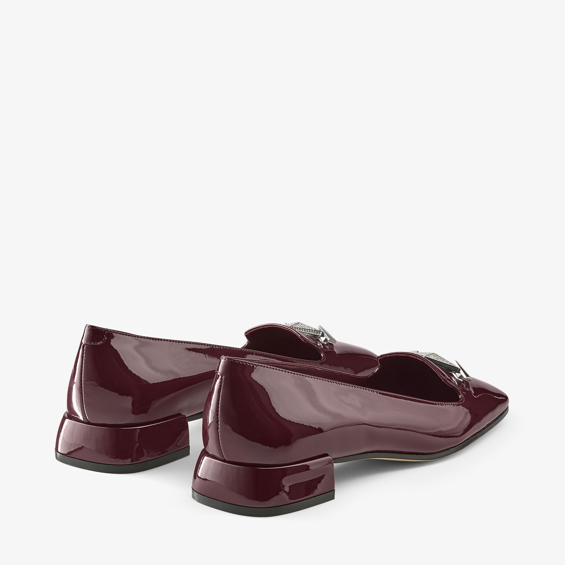 Ravi Flat | Garnet/Crystal Patent Leather Flats | JIMMY CHOO