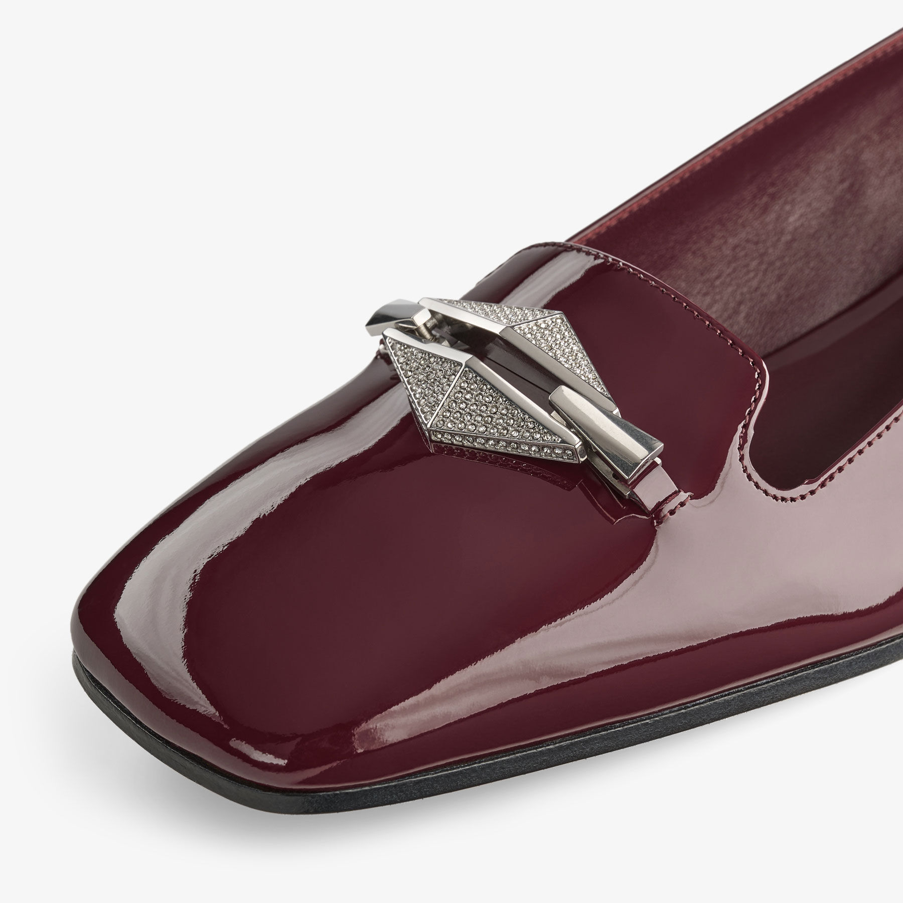 Ravi Flat | Garnet/Crystal Patent Leather Flats | JIMMY CHOO
