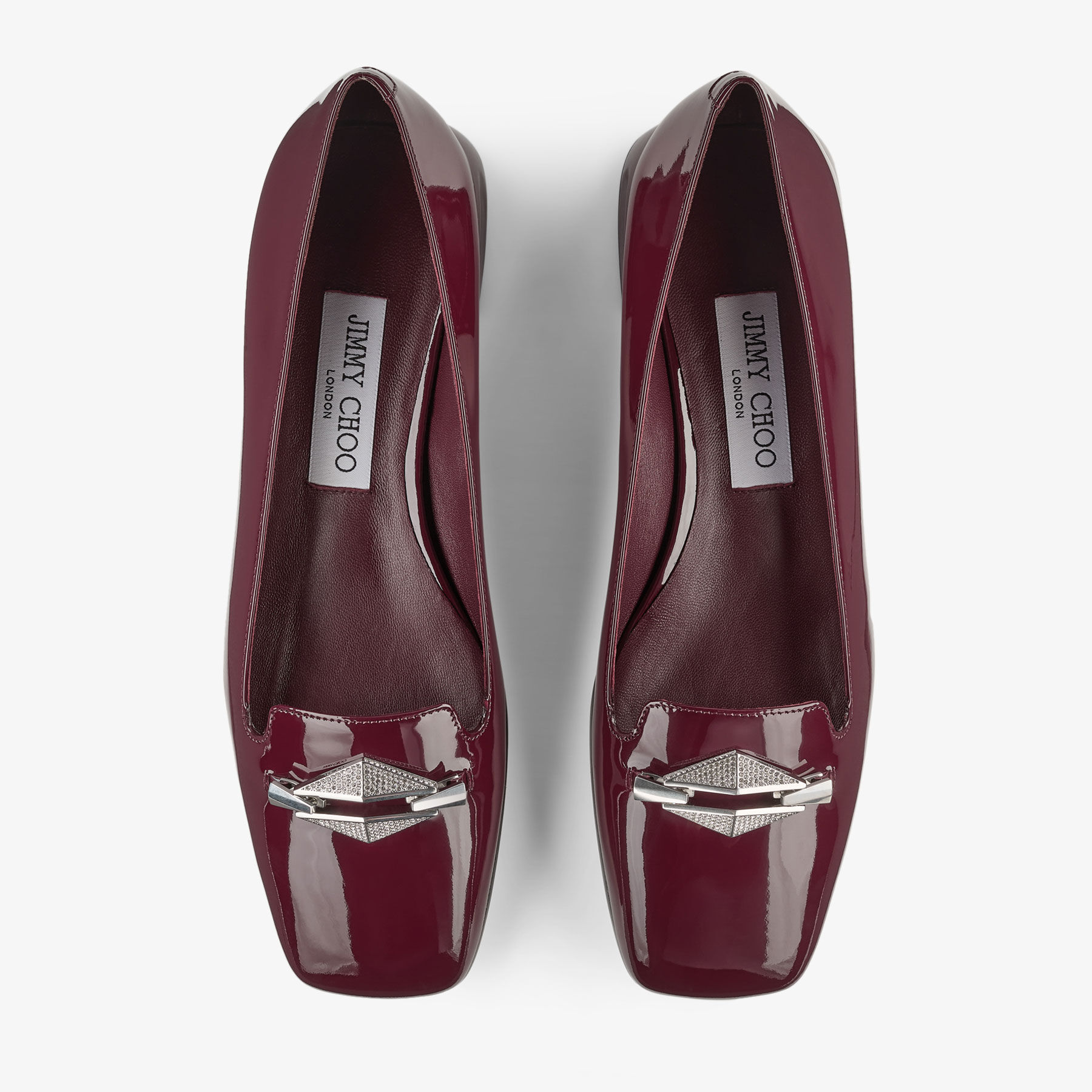 Ravi Flat | Garnet/Crystal Patent Leather Flats | JIMMY CHOO