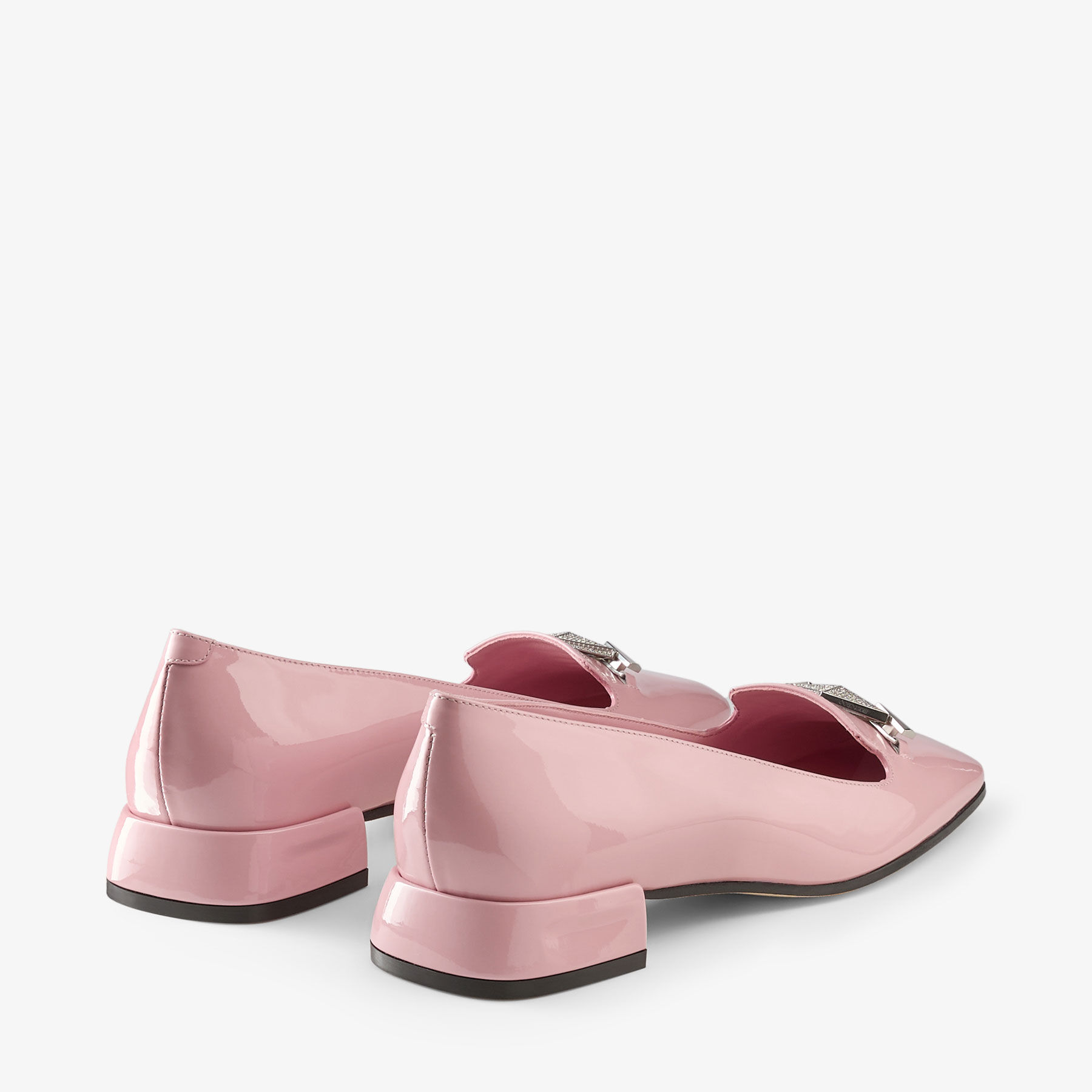 Ravi Flat | Rose/Crystal Patent Leather Flats | JIMMY CHOO