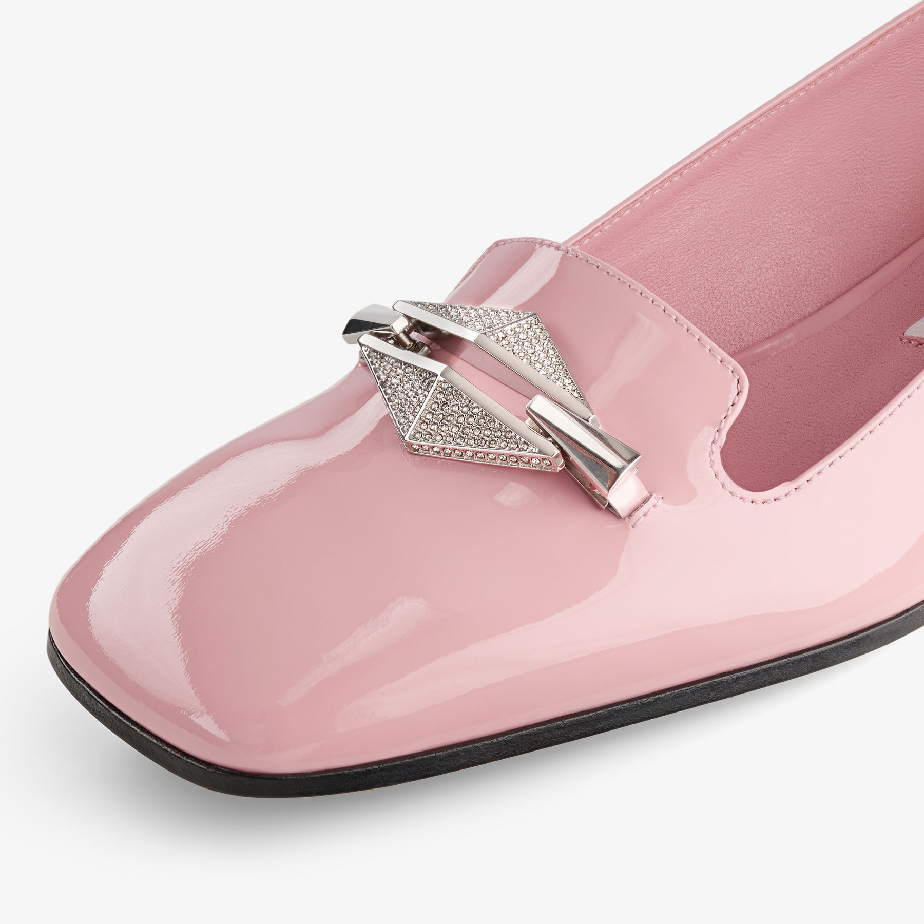 Ravi Flat | Rose/Crystal Patent Leather Flats | JIMMY CHOO
