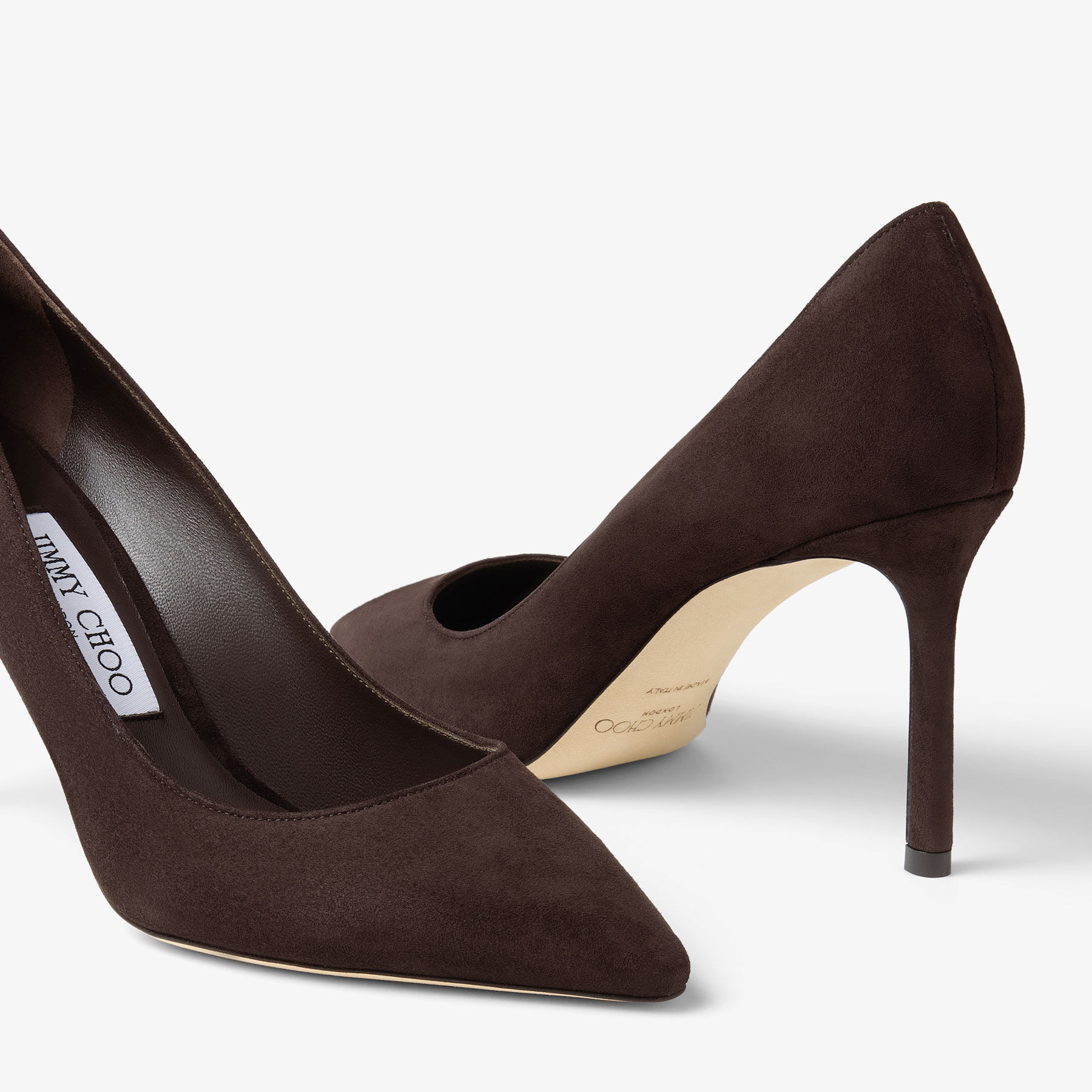 Romy 85 | Coffee Tonal Suede Pumps | JIMMY CHOO