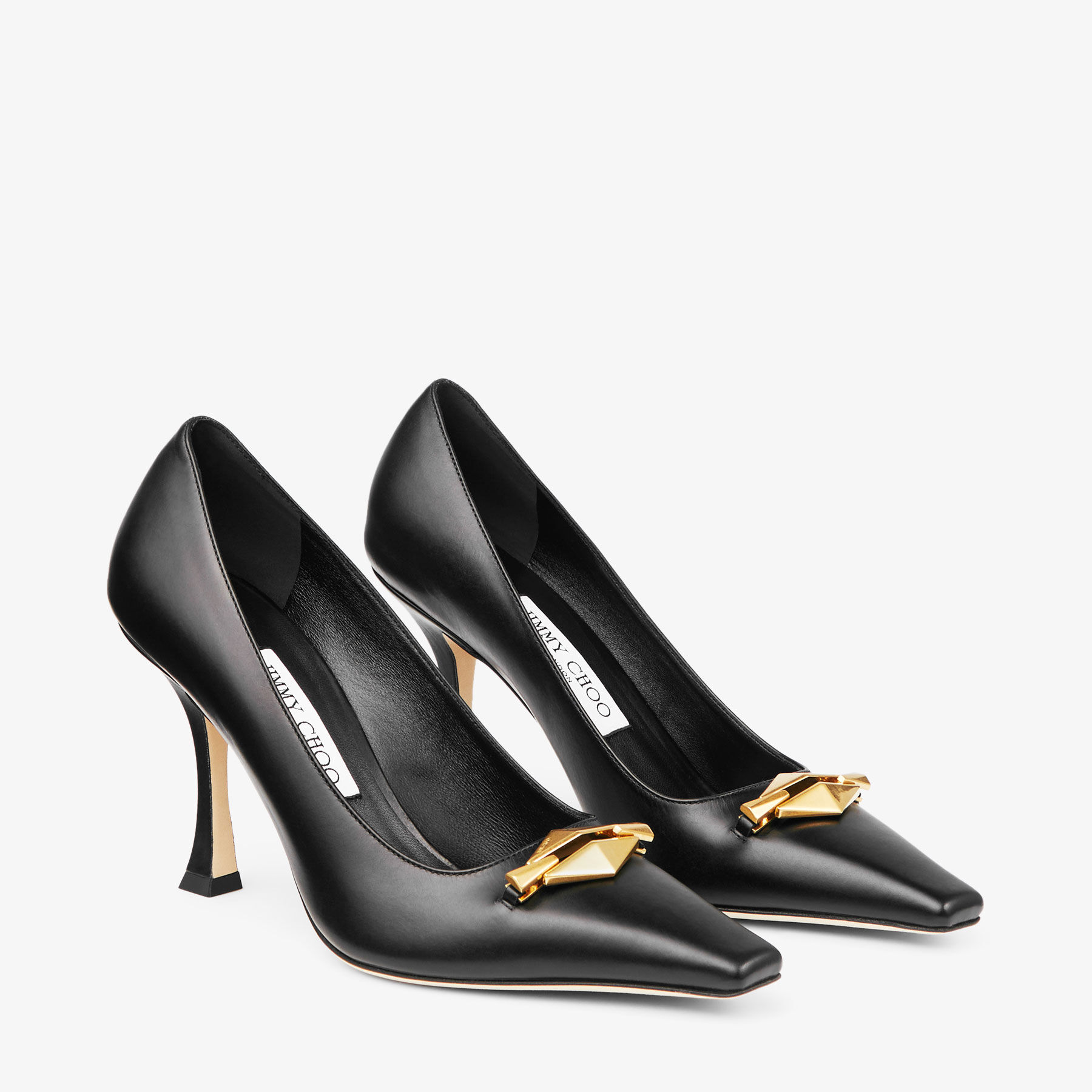 Ryker 90 | Black/Gold Calf Leather Shoe | JIMMY CHOO