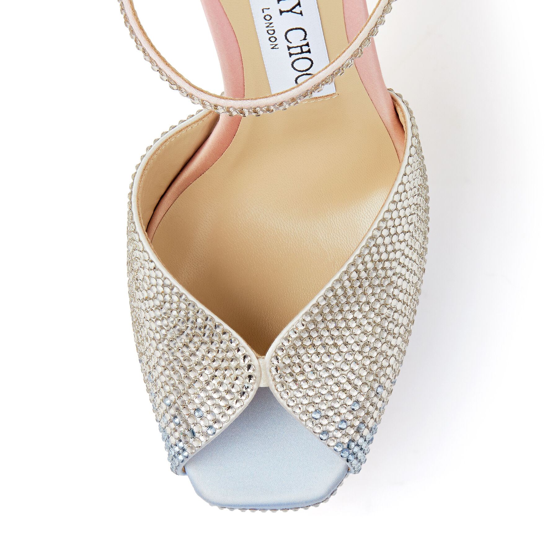 Sky Mix Degrade Satin Platform Sandals with Crystal Hotfix | SACARIA/PF ...