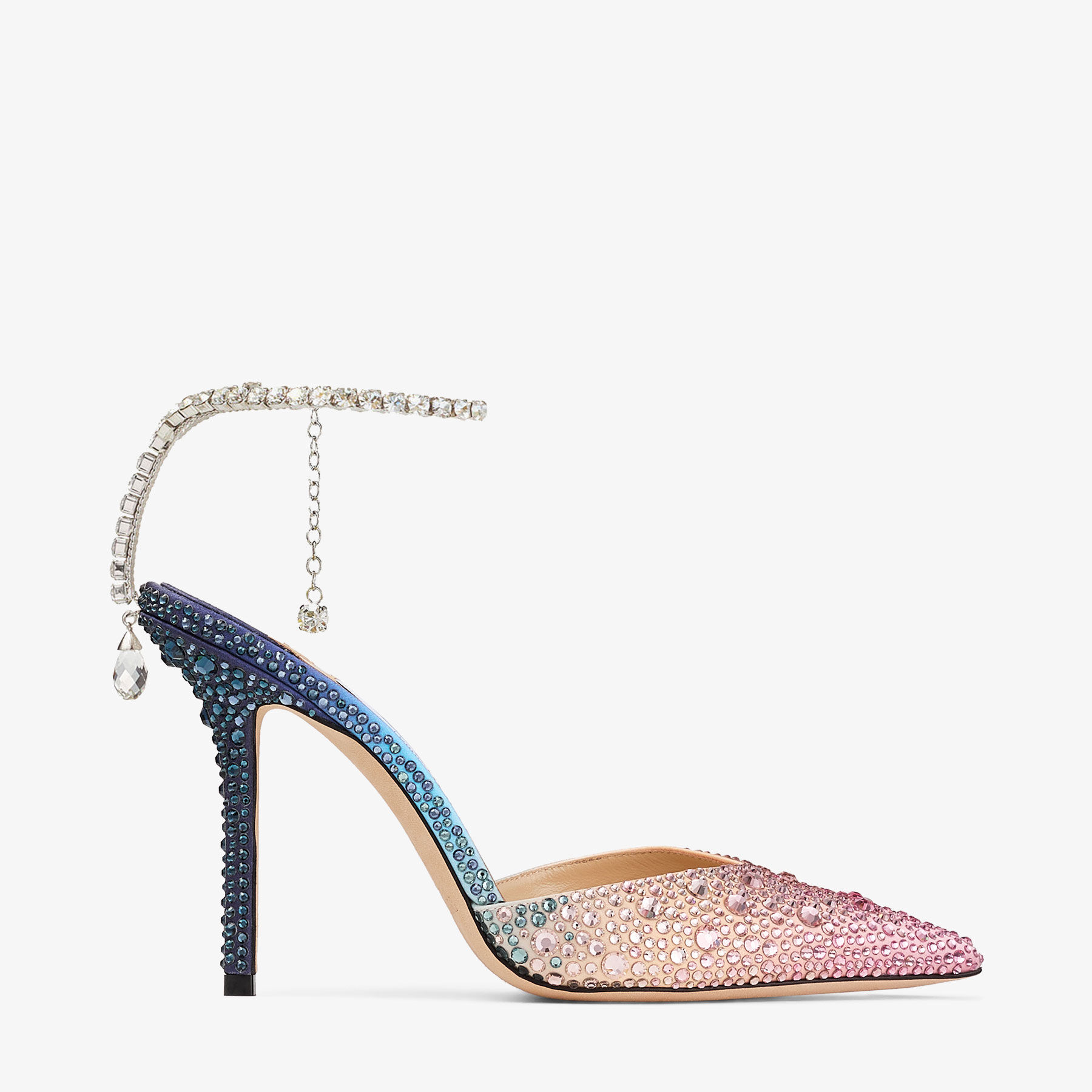 Saeda 100 | Sunrise Satin Crystal Pumps | JIMMY CHOO NZ