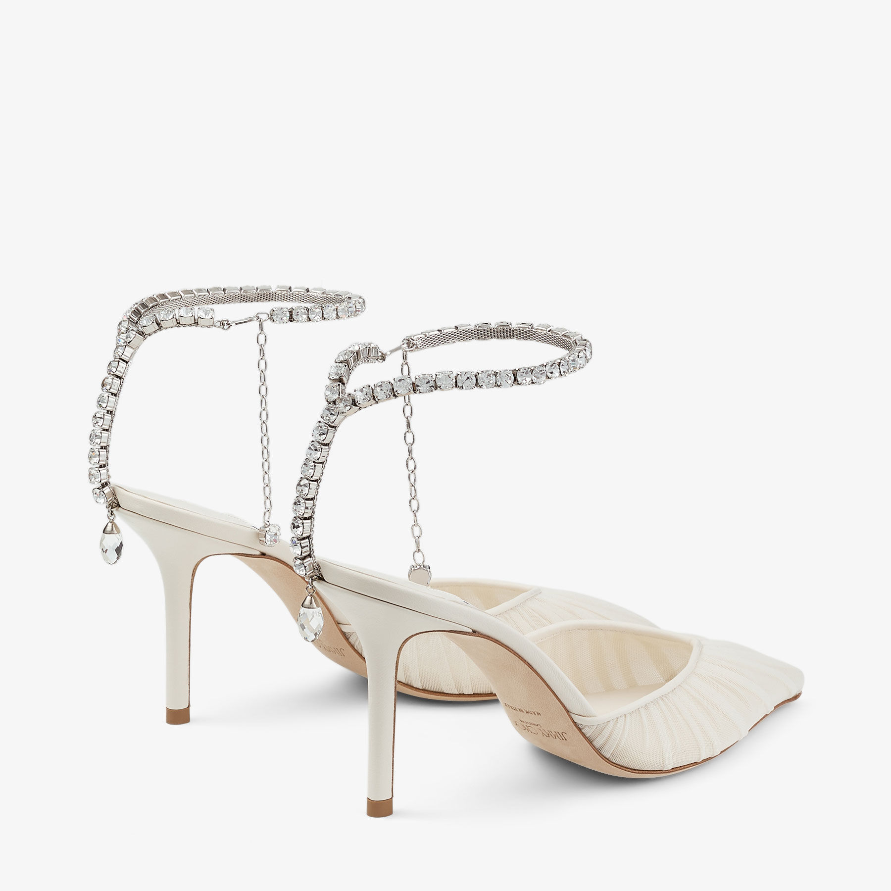 Saeda 85 | Ivory Tulle Crystal Pumps | JIMMY CHOO