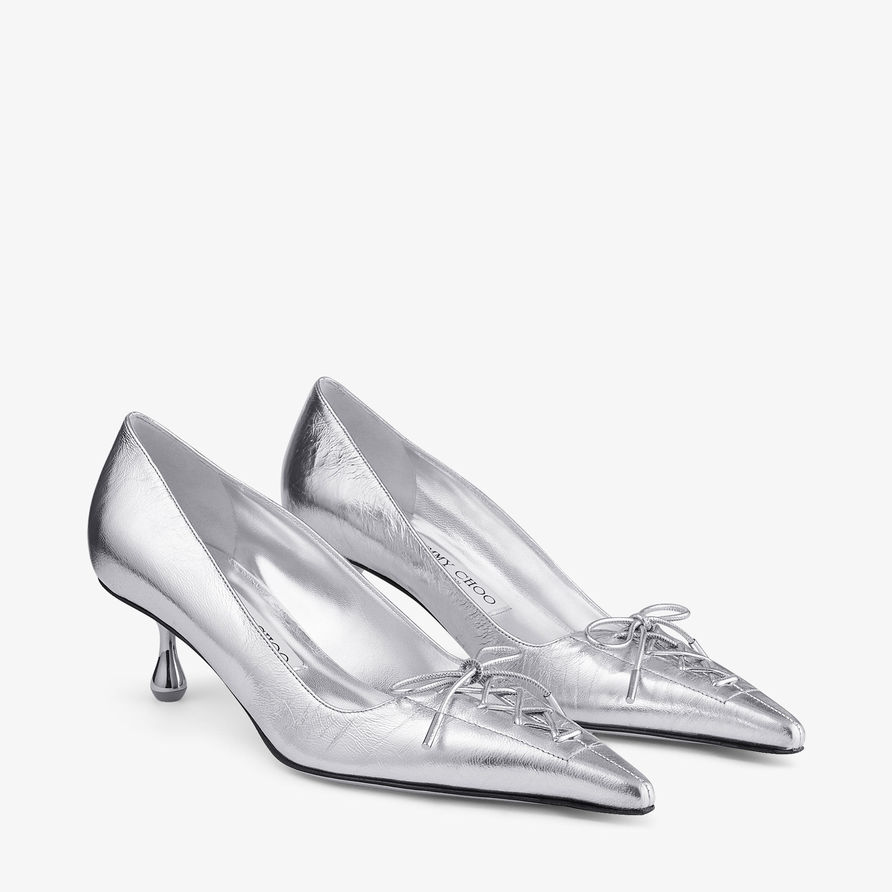 Scarlett 50 | Silver Vintage Metallic Leather Pumps | JIMMY CHOO