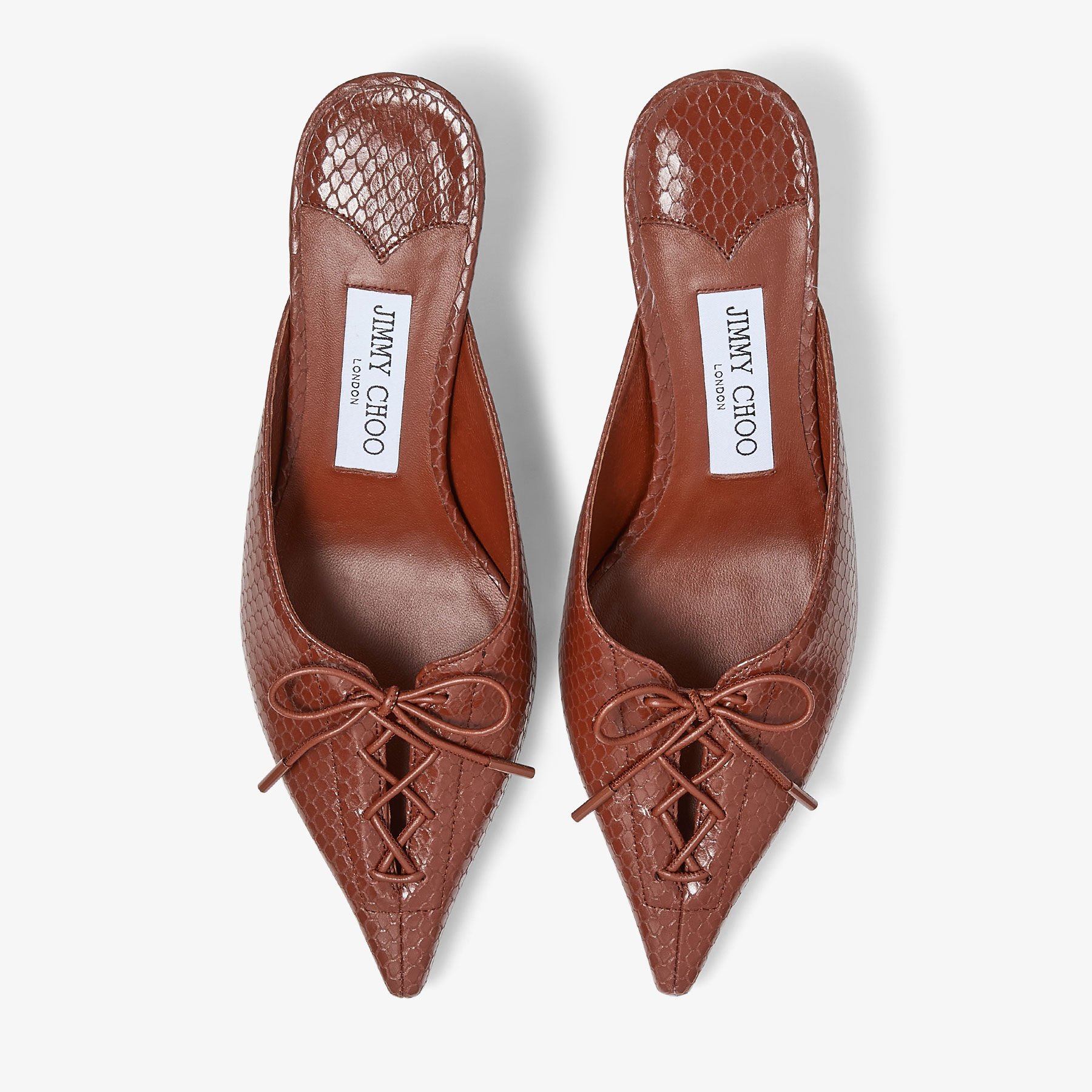 Scarlett Mule 50 | Cognac Elaphe Printed Leather Mules | JIMMY CHOO