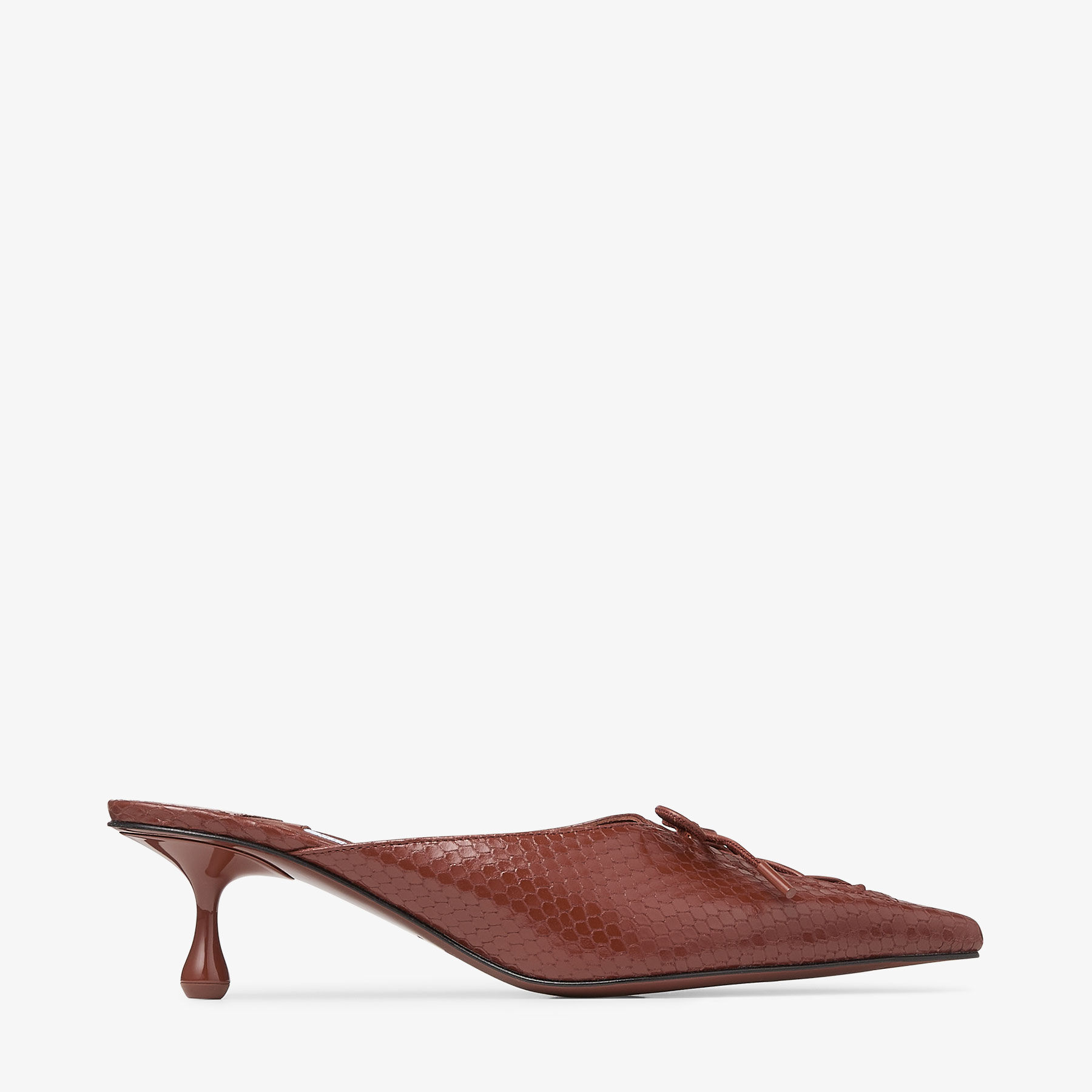 Scarlett Mule 50 | Cognac Elaphe Printed Leather Mules | JIMMY CHOO