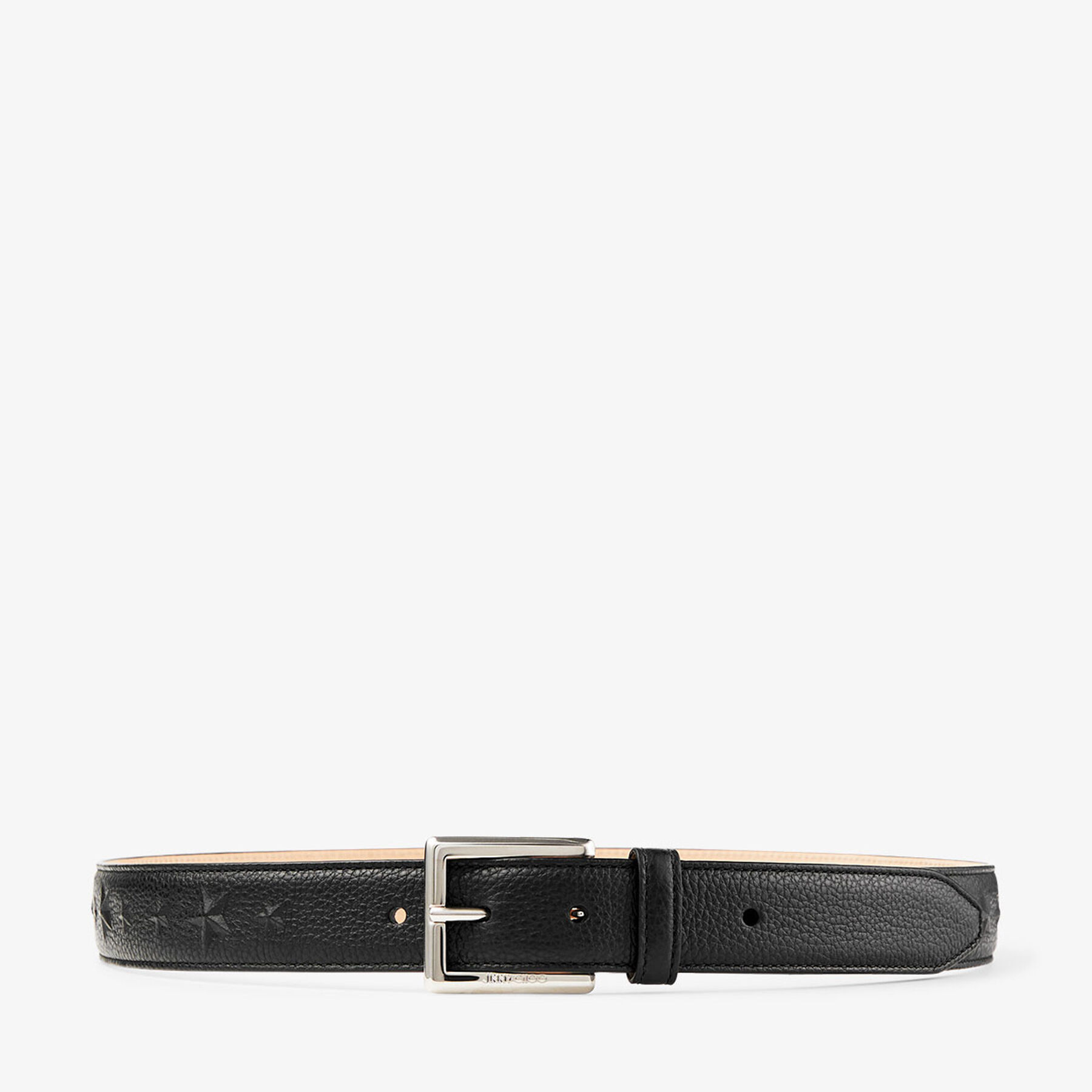 Sean | Black Leather Belt with Embossed Stars | New Collection | JIMMY CHOO