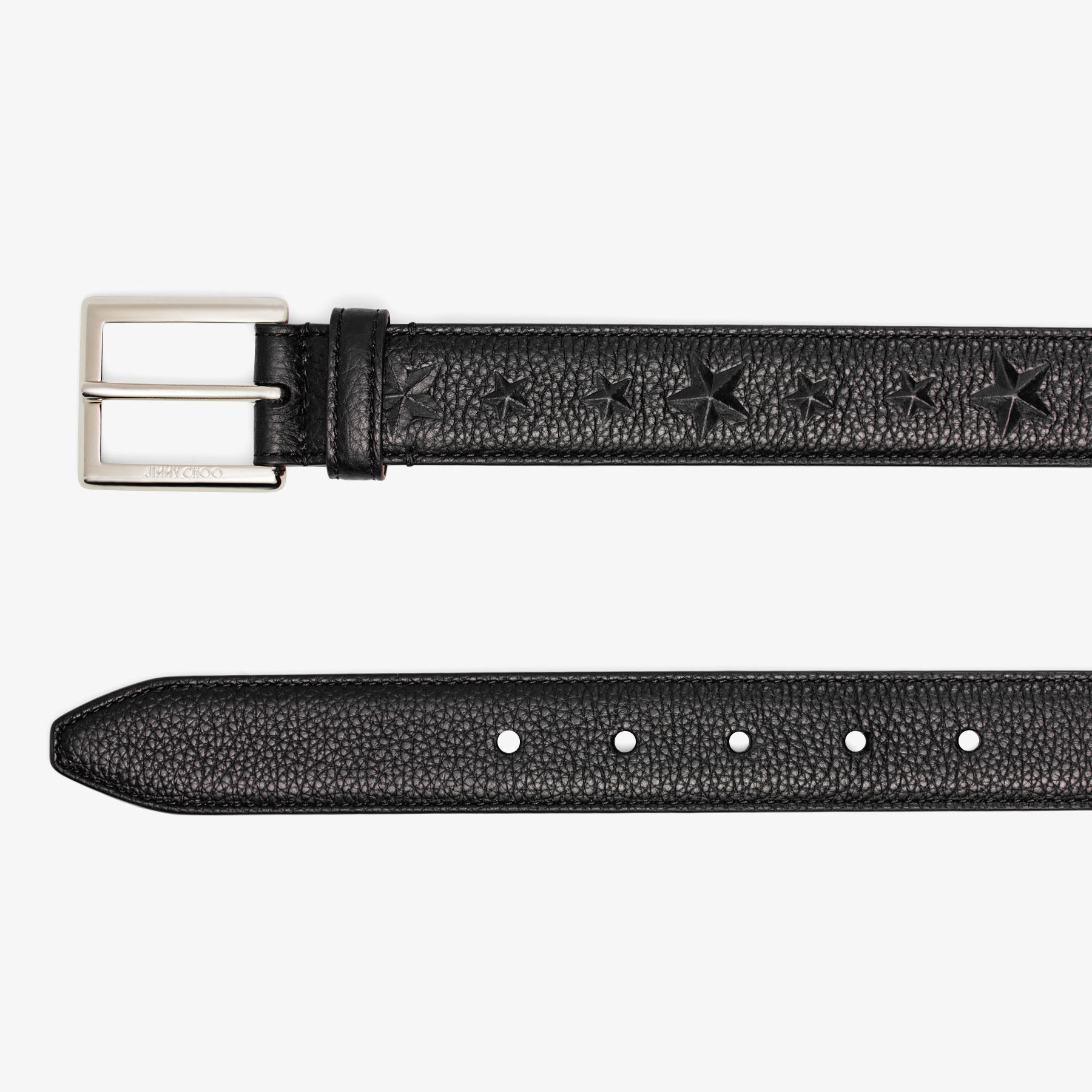 Sean | Black Leather Belt with Embossed Stars | New Collection | JIMMY CHOO