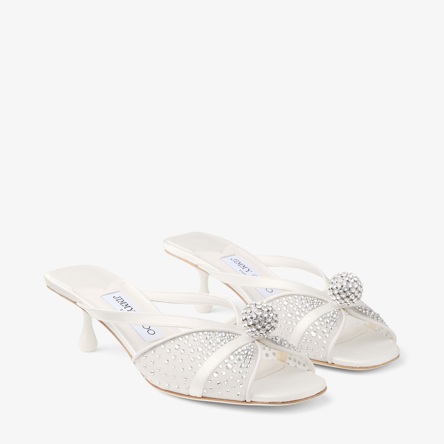 Siva Mule 50 | Sabot in raso e mesh avorio con galassia dégradé e sfera ...