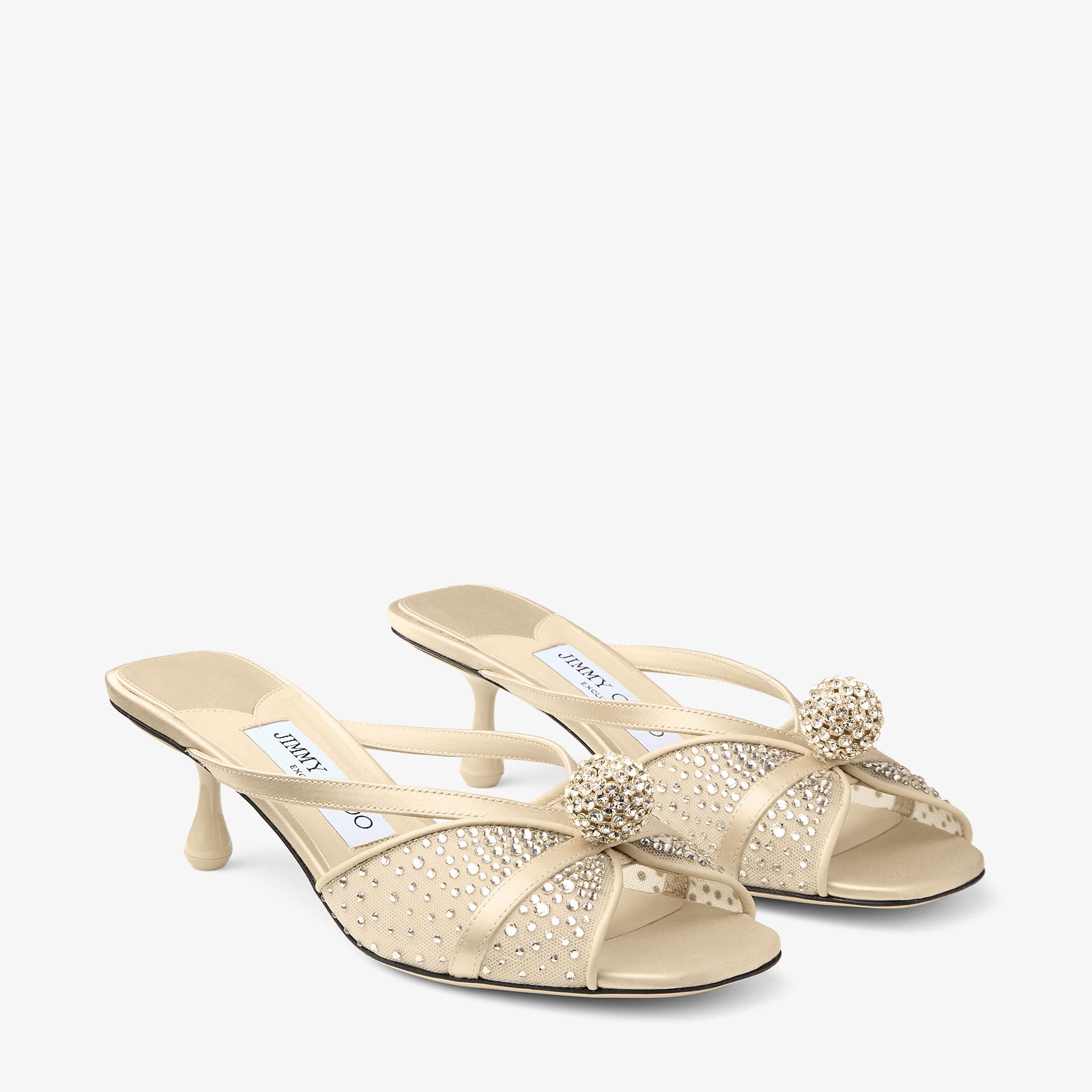 Siva Mule 50 | Sabot in raso e mesh oro tenue chiaro con galassia ...