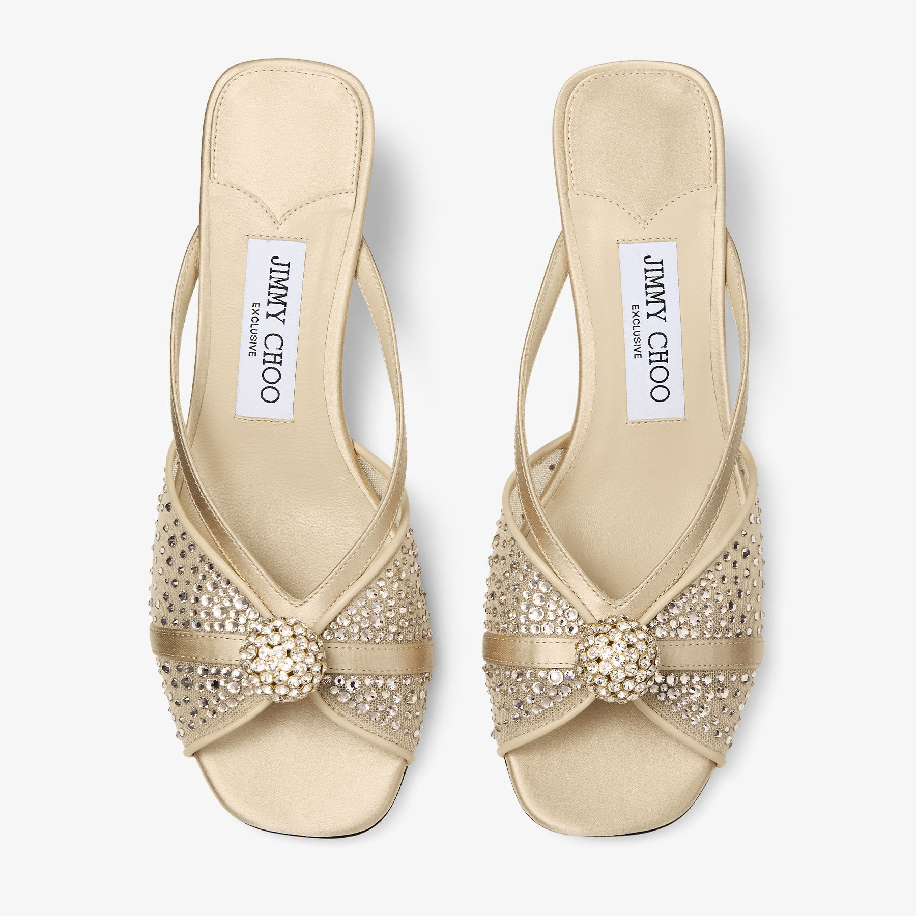 Siva Mule 50 | Sabot in raso e mesh oro tenue chiaro con galassia ...